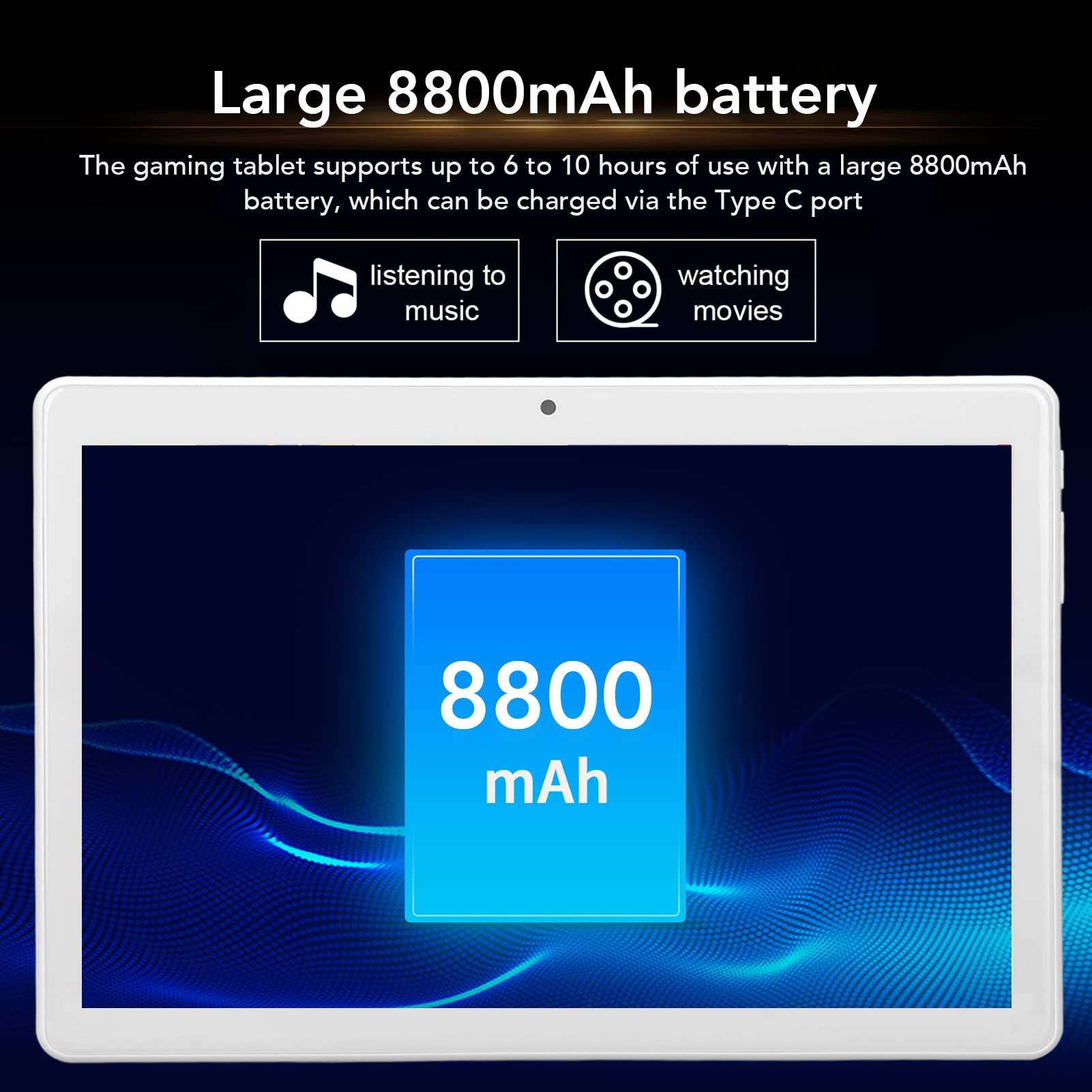 Rengu Tablet PC Dual Frequency Front 8MP Gaming Tablet for Office (US Plug)