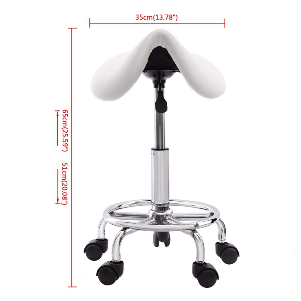 Salon Stool, Hydraulic Saddle Salon Spa Rolling Chair Massage Chair No Backrest, for Office Massage Facial Spa Tattoo Beauty Barber