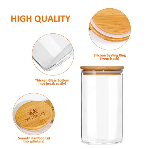 M MCIRCO Kitchen Canisters Set, 9Pcs Airtight Glass Jars with Bamboo Lids, Glass food Storage Containers for Kitchen & Pantry Organization, Cookie, Coffee, Pasta, Nuts and Spice Jars, Stackable