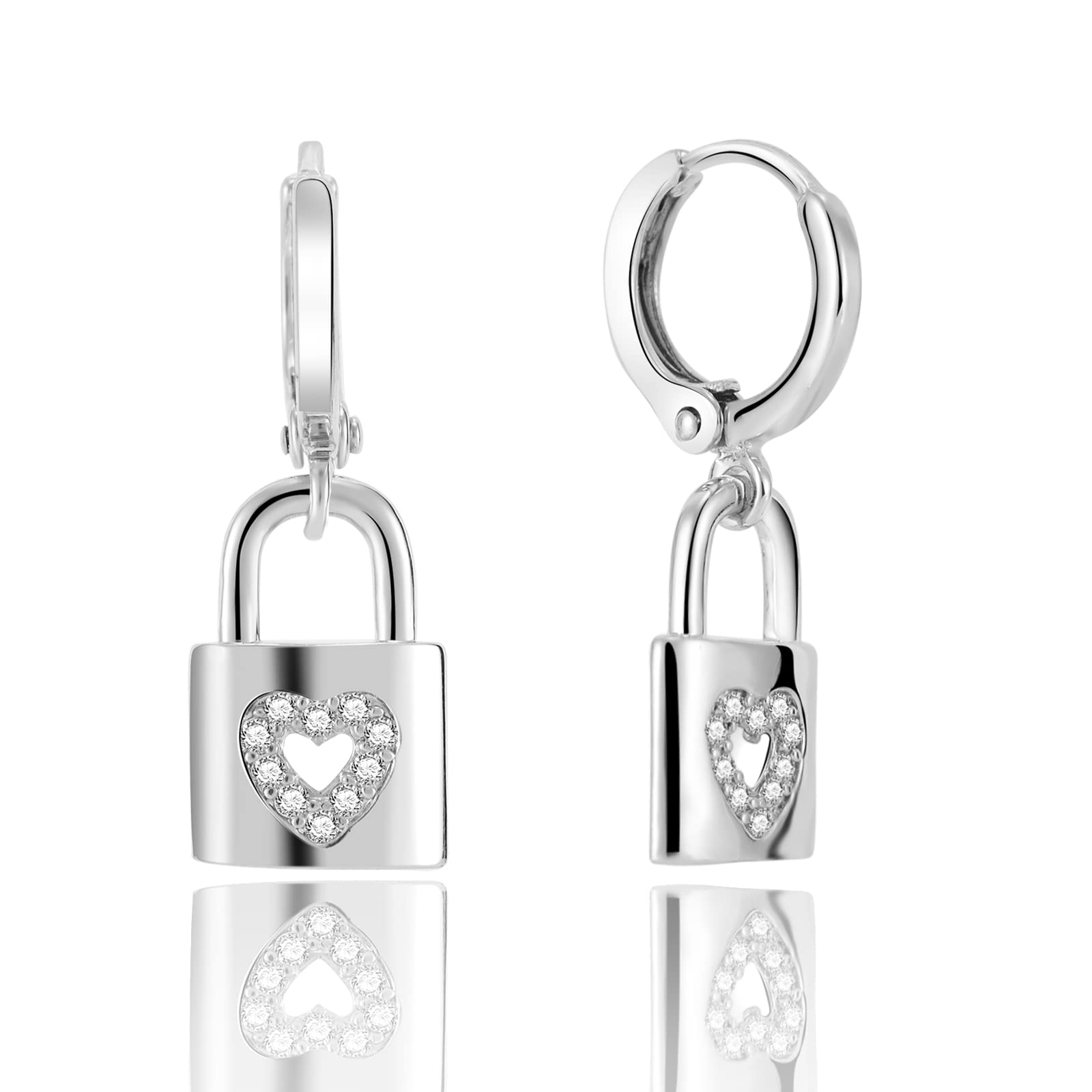 Lock Earrings,Cute Shiny Silve Dangle Earrings for Women,Hyperallergic Small Lock Earrings Dangle,Minimalist Lock Drop Earrings Ma réponse