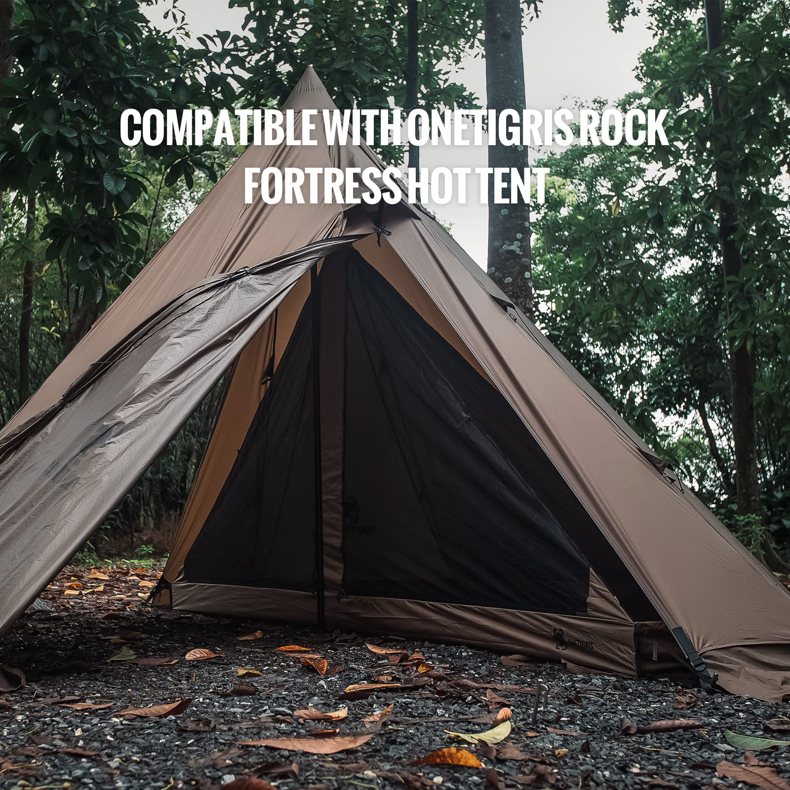 OneTigris Rock Fortress Hot Tent, Half Dome Mesh Inner Tent, and Tiger Roar Wood Stove Combo