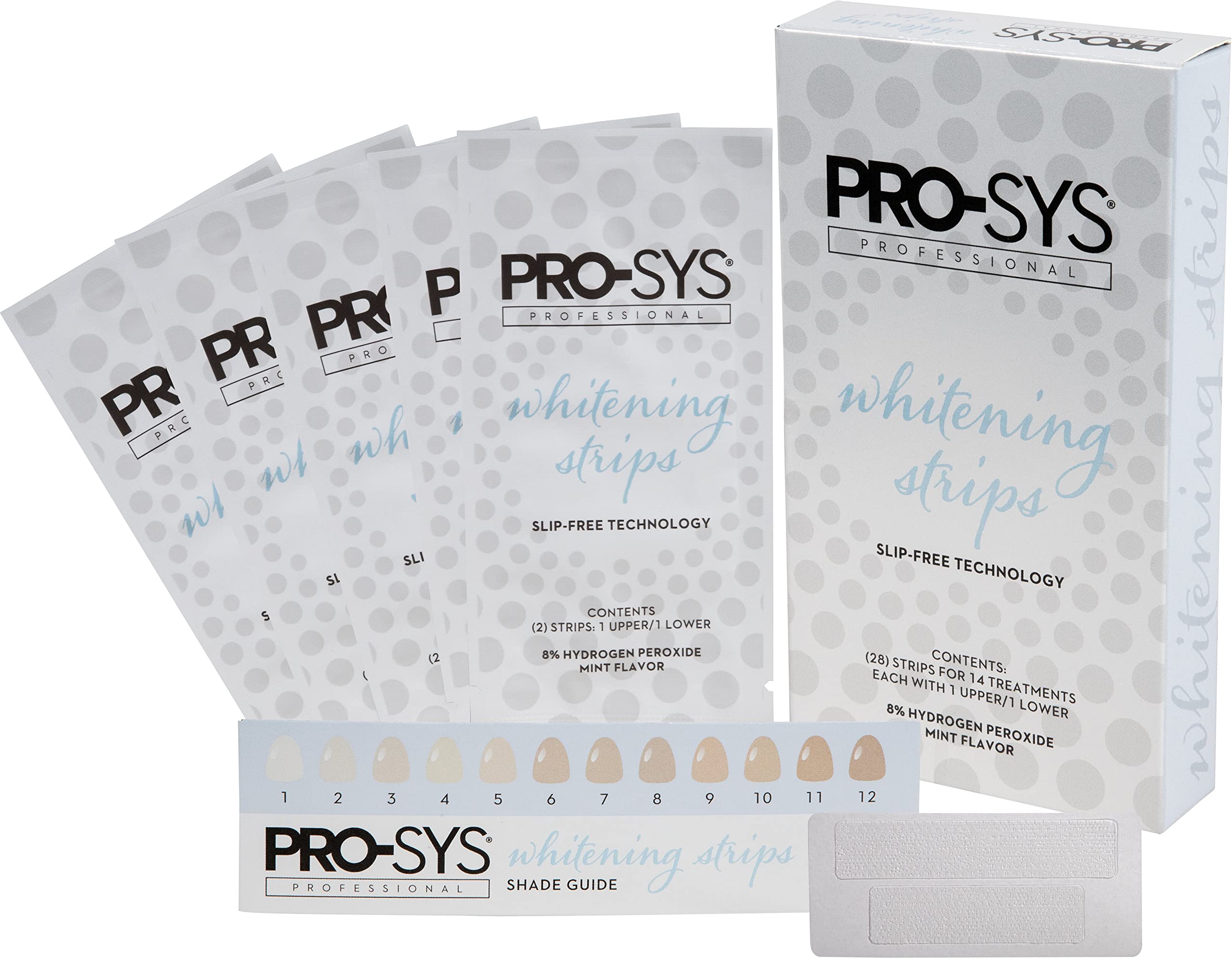 PRO-SYS Whitening Strips Kit, Sensitive Teeth Whitening Tray, Stain Remover, Teeth Whitener, 28 Strips