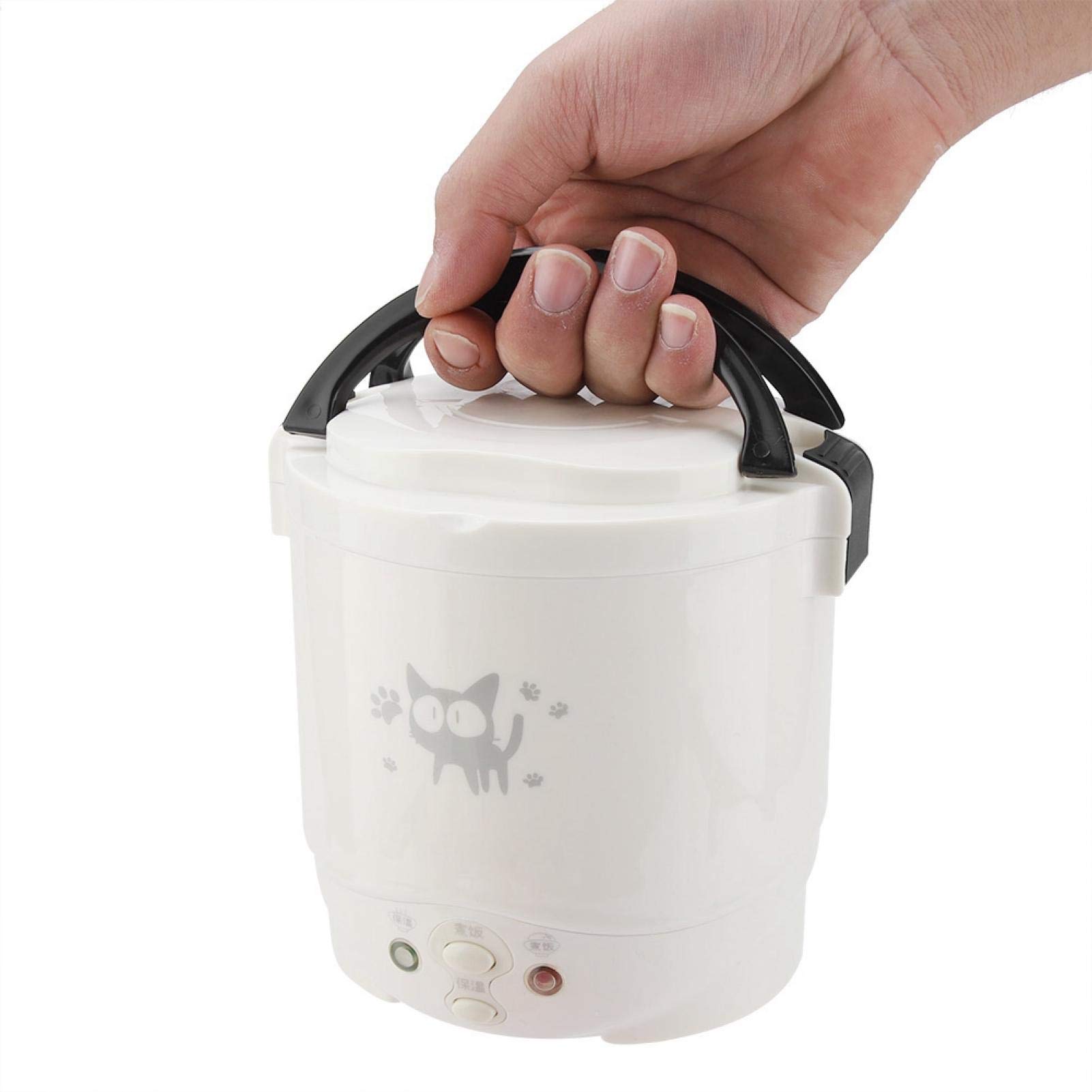 Mini Rice Cooker, Portable Travel Steamer Small Multi Cooker Rice Maker for Grains Non stick Pot Auto Keep Warm for Cooking Oatmeal Soup Rice Stews (White)