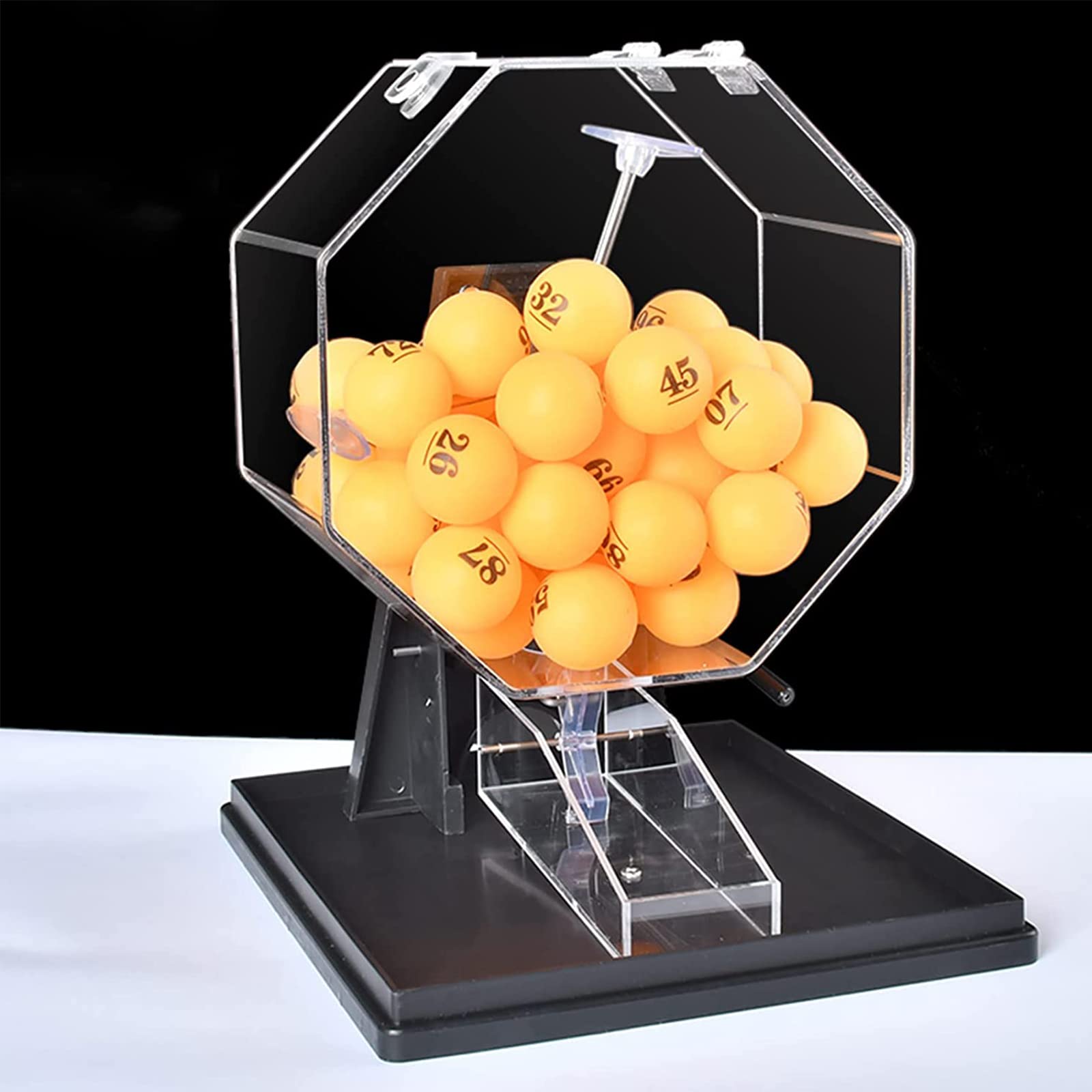 Professional Bingo Game Set, Manual Lottery Shaker Selector, Including Acrylic Bingo Cage, 1.6-Inch Ping Pong Style Bingo Balls-50 Pcs, Ideal for Large Groups, Parties