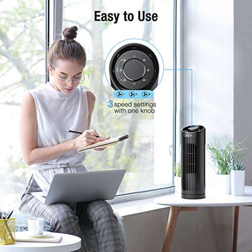 VCK Tower Fan, 80° Oscillating Fan, Portable Desk Fan with 3 Speeds, Quiet Cooling, 13 Inch Personal Small Bladeless Fan for Bedroom Home Office Desktop