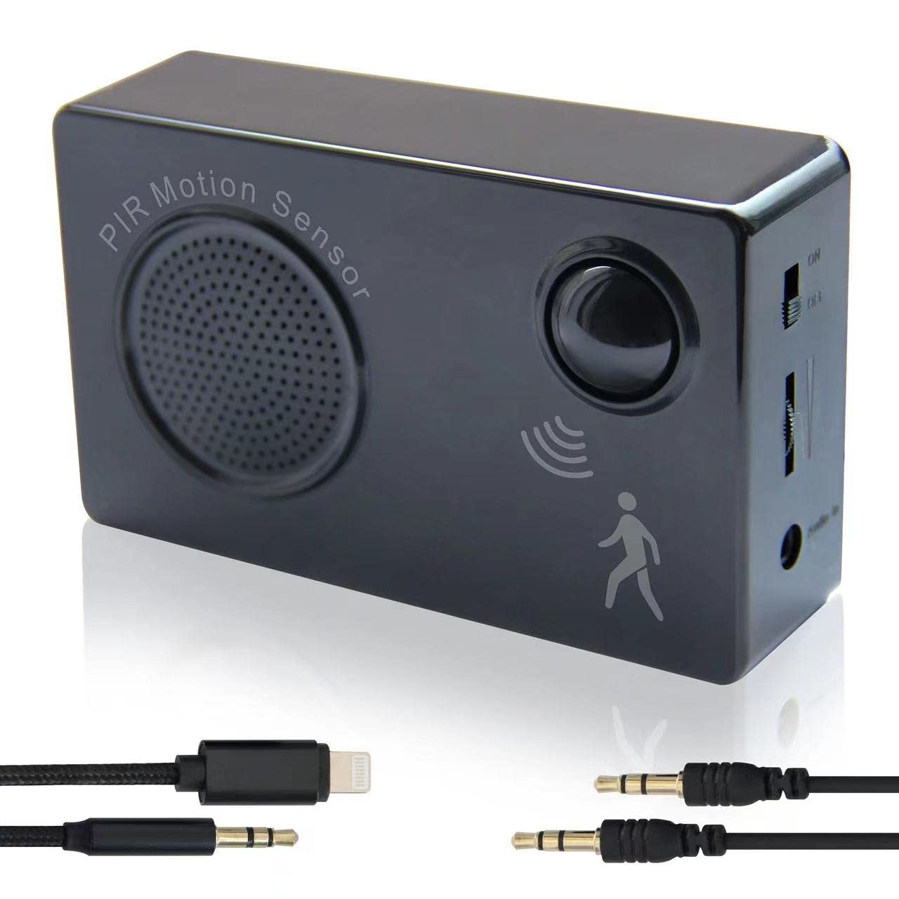 Recording Sound Through Phone-Mini PIR Motion Sensor-Welcome Alarm-Sound Motion Doorbell- Home Security Driveway Alarm- Store Welcome Entry Chime- Audio-in Download Function-Black (Battery Included)