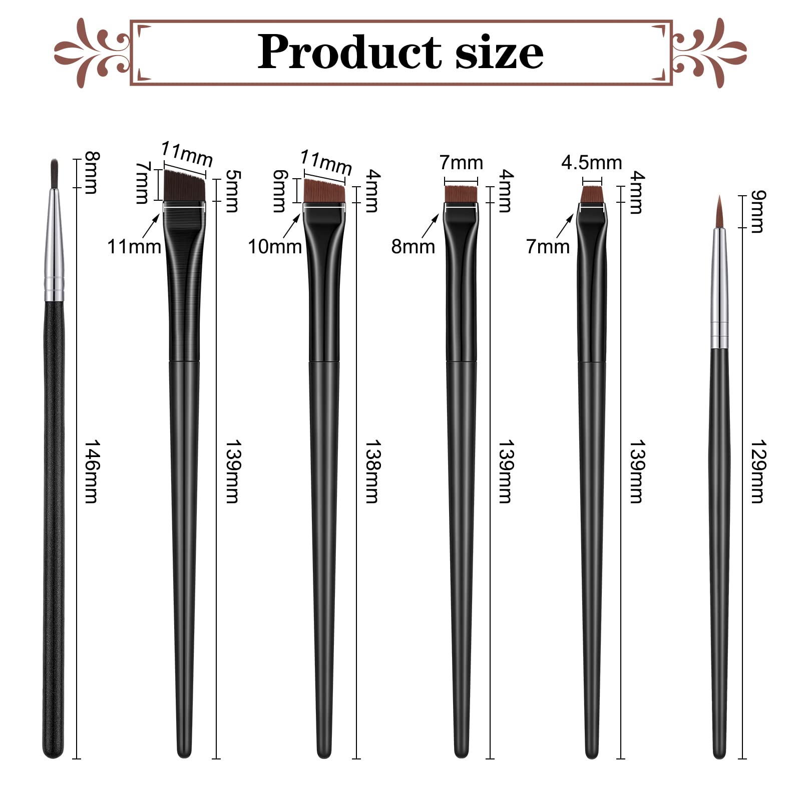 Potchen 30 Pcs Eyeliner Brush Set Gel Angled Eye Liner Brush Fine Flat Slanted Eyebrow Brushes Define Brow Brushes Thin Makeup Brushes Tool for Women Girls Salon Beauty Cosmetic Esthetician Supplies