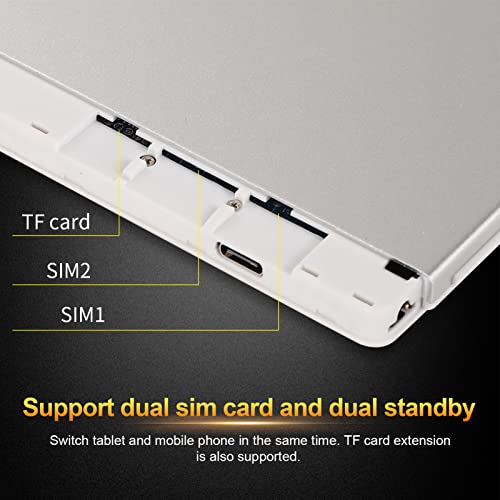 PUSOKEI 8in Tablet PC,Silver,for Android10,RAM 4GB ROM 64GB,Front 2MP Rear 8MP,1920x1200 IPS Tablet for Kids,Dual Card Slot,Dual Band WiFi,BT4.2,GPS