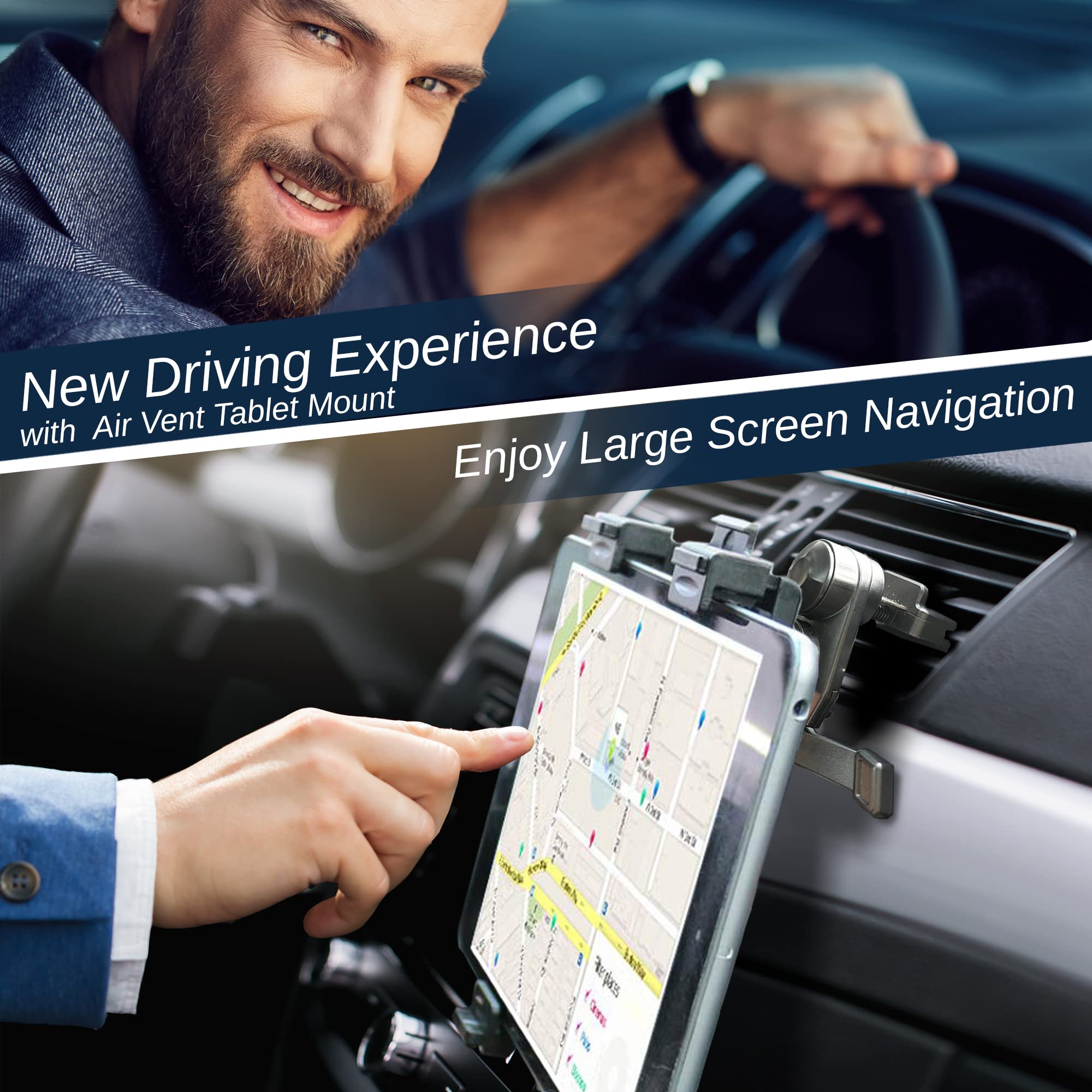 Randconcept - Car Air Vent Tablet Holder Car Mount, Universal Tablet Stand Car Mount Compatible with 7" - 10" Tablets iPad Pro Mini Air 2 Galaxy Tab Z Fold Kindle