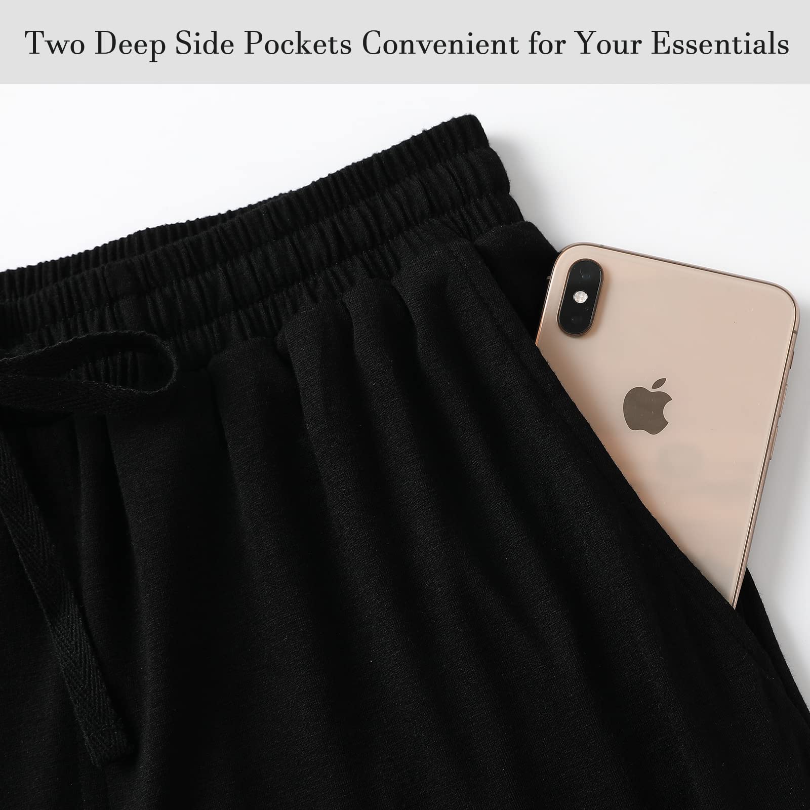 MERIABNY Mens Black Yoga Pants Casual Sweatpants for Workout Exercise Mens Joggers Pants with Pockets Fpr Hiking, Medium