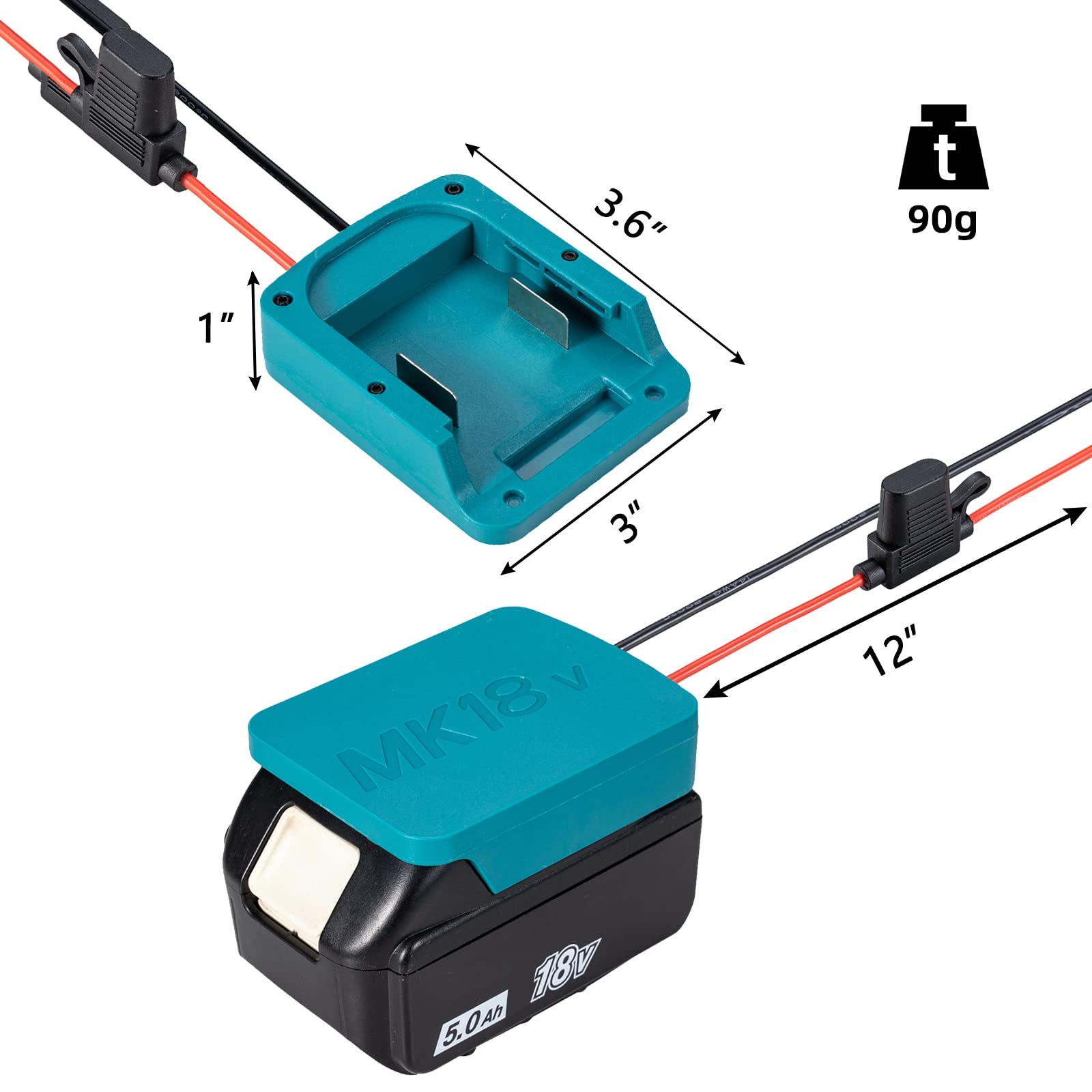 Power Wheel Adapter for Makita 18V Battery with Fuse & Switch & Wire terminals,Power Connector for Rc Car, Robotics, Rc Truck,DIY use, Work with for Makita BL1860 BL1850 BL1840 BL1830 Li-ion Battery