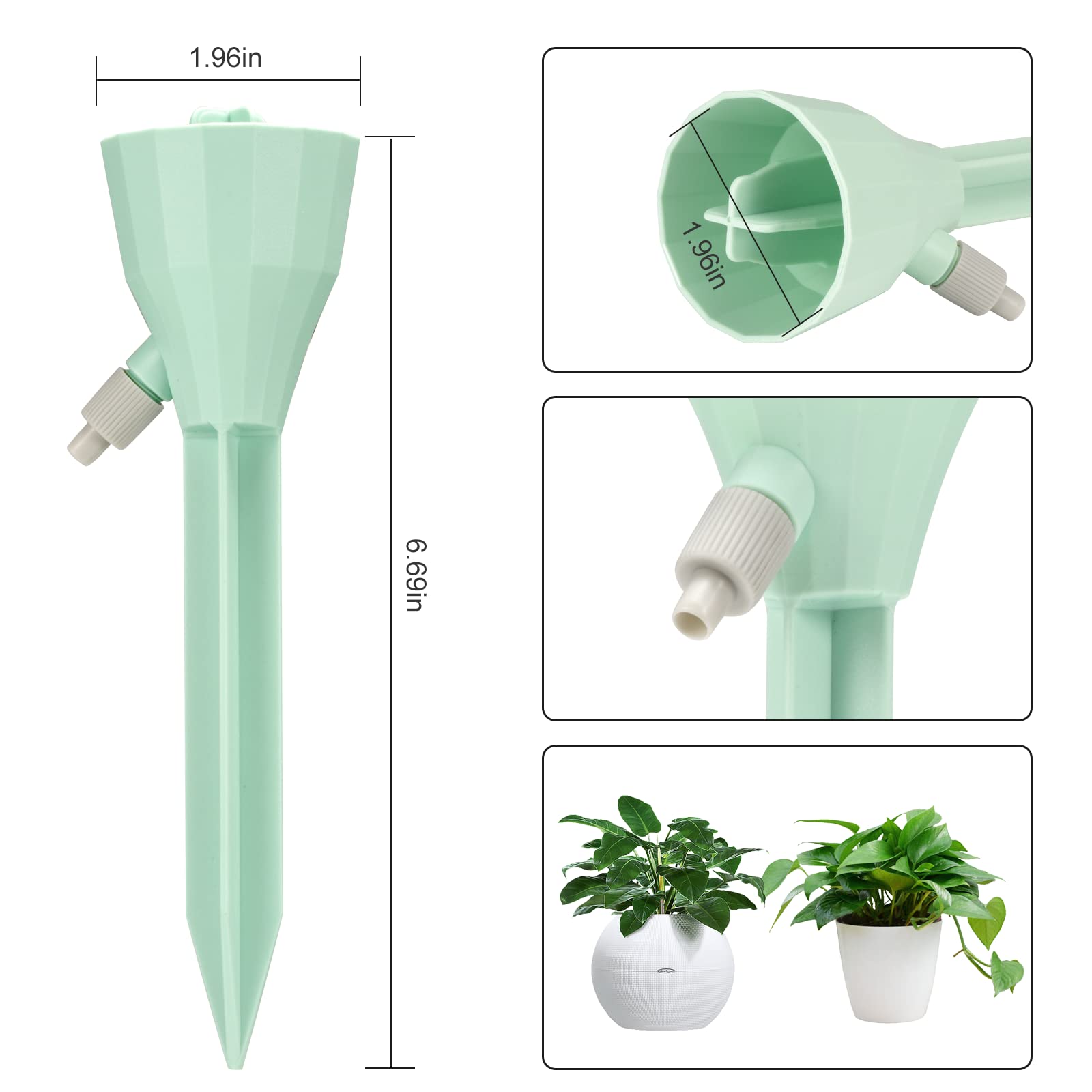 Self Watering Spikes, New Upgraded Adjustable Self Watering Planter Insert with Slow Release Control Valve Switch for Garden Plants Indoor & Outdoor (3 Packs)