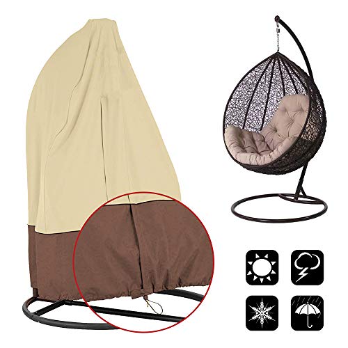Patio Egg Chair Cover Hanging Swing Chair Covers Waterproof Outdoor Furniture Protector 75in H x 45in D (Beige)