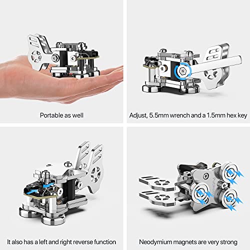 Putikeeg Mini Key Morse Radio HAM Send Telegram Double Paddle Morse Code Key with Stainless Steel Body Three Neodymium Magnets Base Silver
