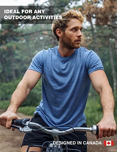 Merino.tech Merino Wool T-Shirt Mens - 100% Organic Merino Wool Undershirt Lightweight Base Layer + Hiking Wool Socks (X-Large, Mustard)