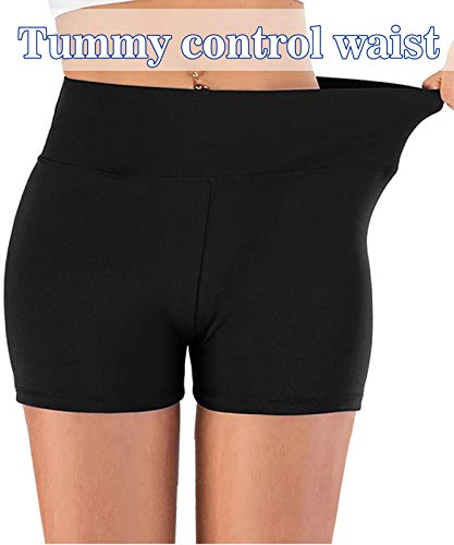 Jenbou Workout Shorts Womens High Waisted Scrunch Butt Lifting Booty Shorts Gym Tummy Control Spandex Yoga Pants Black