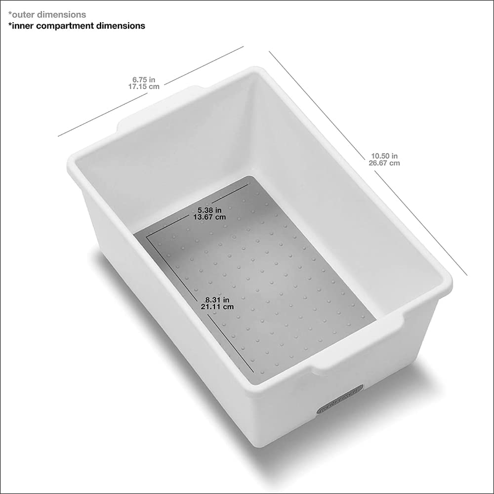 madesmart Antimicrobial Classic Small Deep Bin, Soft Grip, Non Slip Storage Organizer, Multi-Purpose Home Organization, EPA Certified, White, Pack of 6