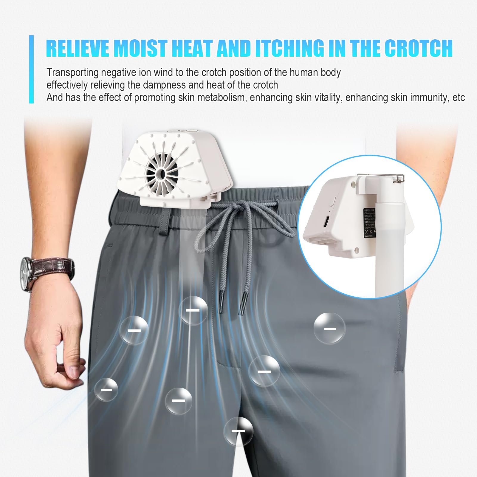 onovatpol Personal Ionizer Air Purifier, Rechargeable Lash Fan, Air Ionizers Handheld, Portable Negative Ion Generator for Crotch, Home, Buses, Planes, Subways, Travel (white)