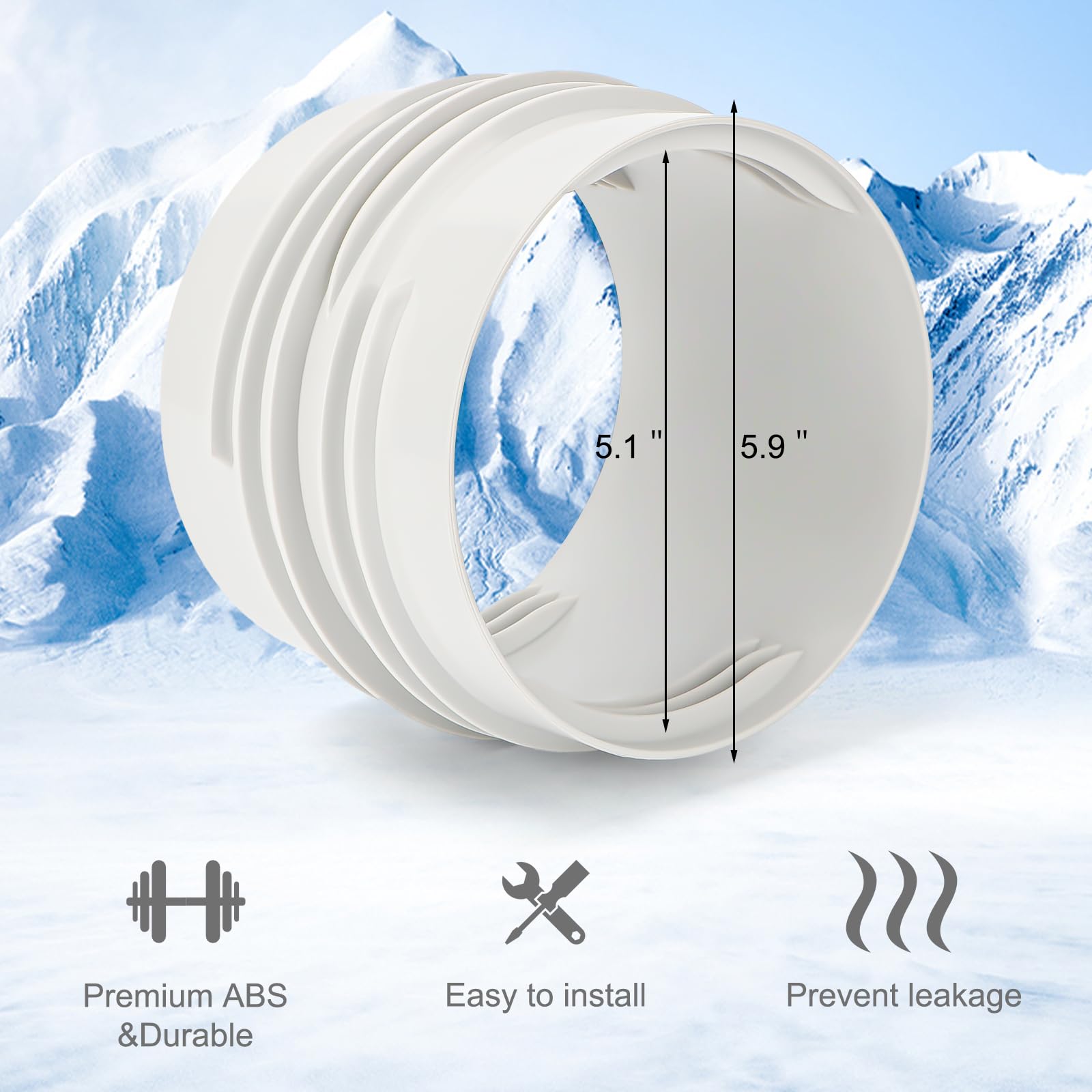 ODDMUCK Portable AC Hose Coupler with 5.1"/5.9" Diameter Exhasut Vent Connector for Clockwise&Counter Clockwise Threads Air Conditioner Hose Coupler Coupling Extension (5.1"/5.9β)