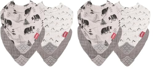 Nuby Reversible 100% Natural Cotton Muslin 2 Piece Teething Bib (Colors/Prints May Vary) (Pack of 2)