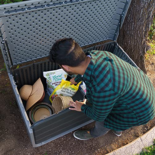 Lifetime 60367 Modern Deck Box, 136 Gallon Outdoor Storage Container, Gray