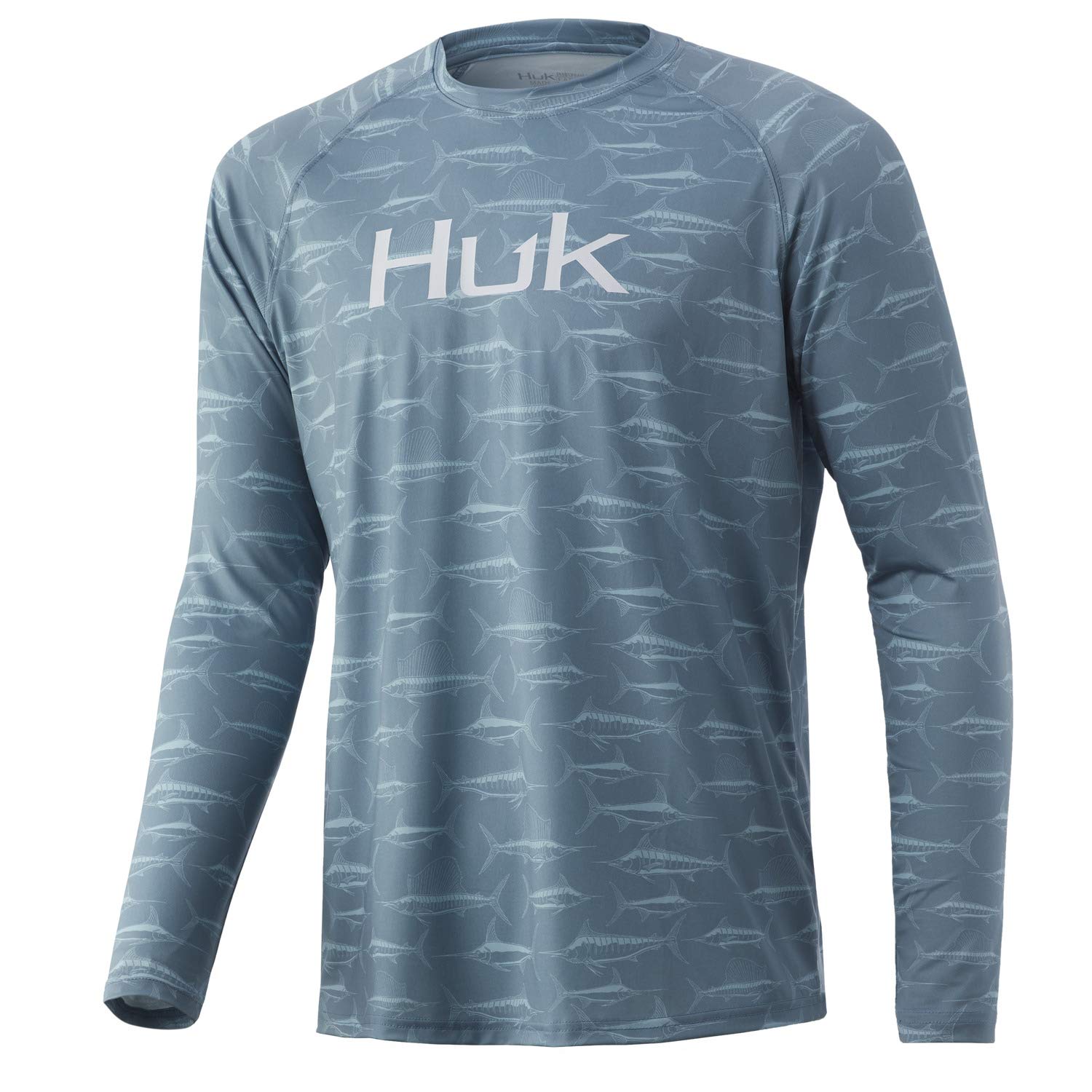 HUK Men's Standard Pattern Pursuit Long Sleeve Performance Fishing Shirt, Silver Blue, Large