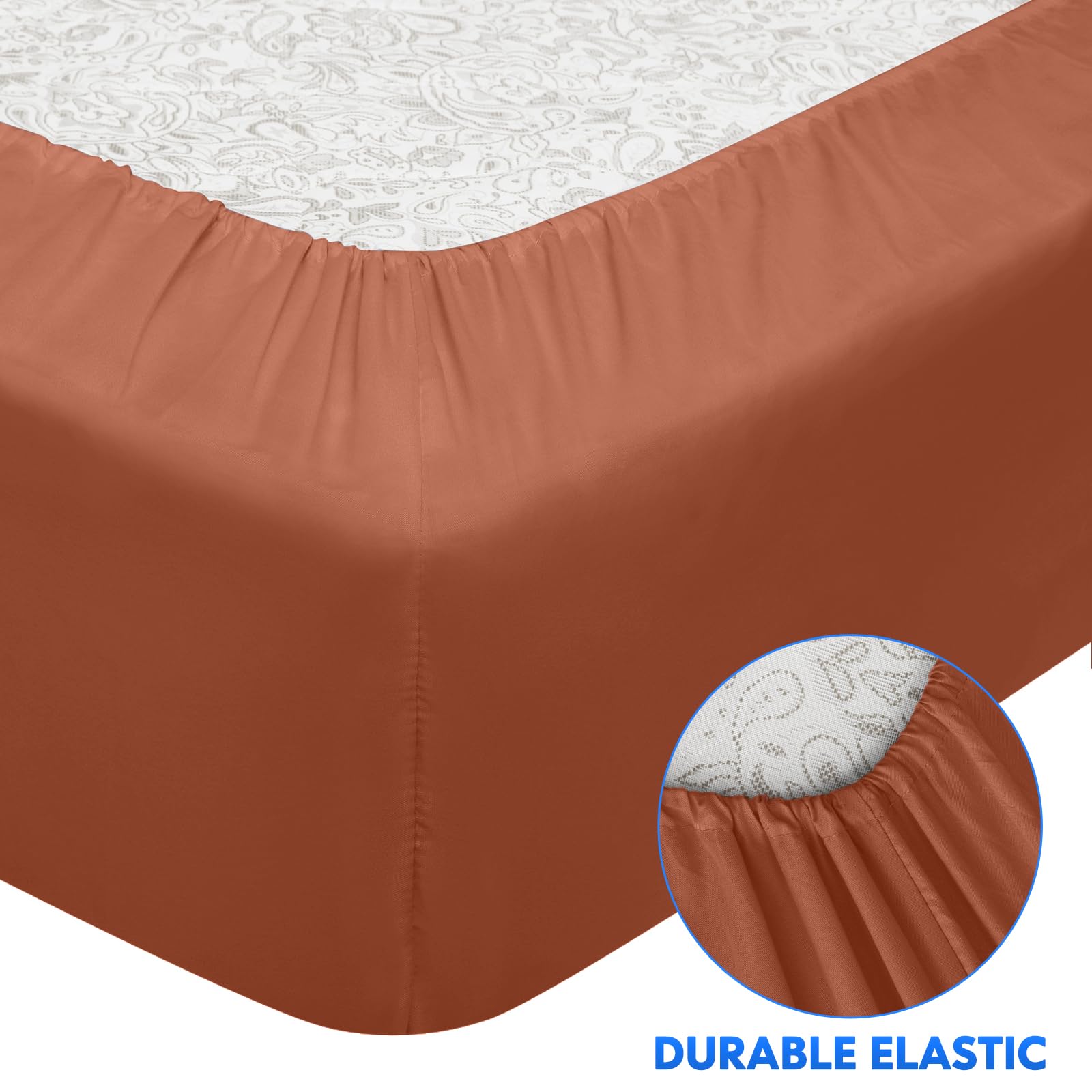 HOMEIDEAS 6 Pieces Lightweight Easy Care Microfiber Bed Sheets Set(Queen, Terracotta), Super Soft & Fade Resistant, 15 inches Deep Pocket 1800 Thread Count Bedding