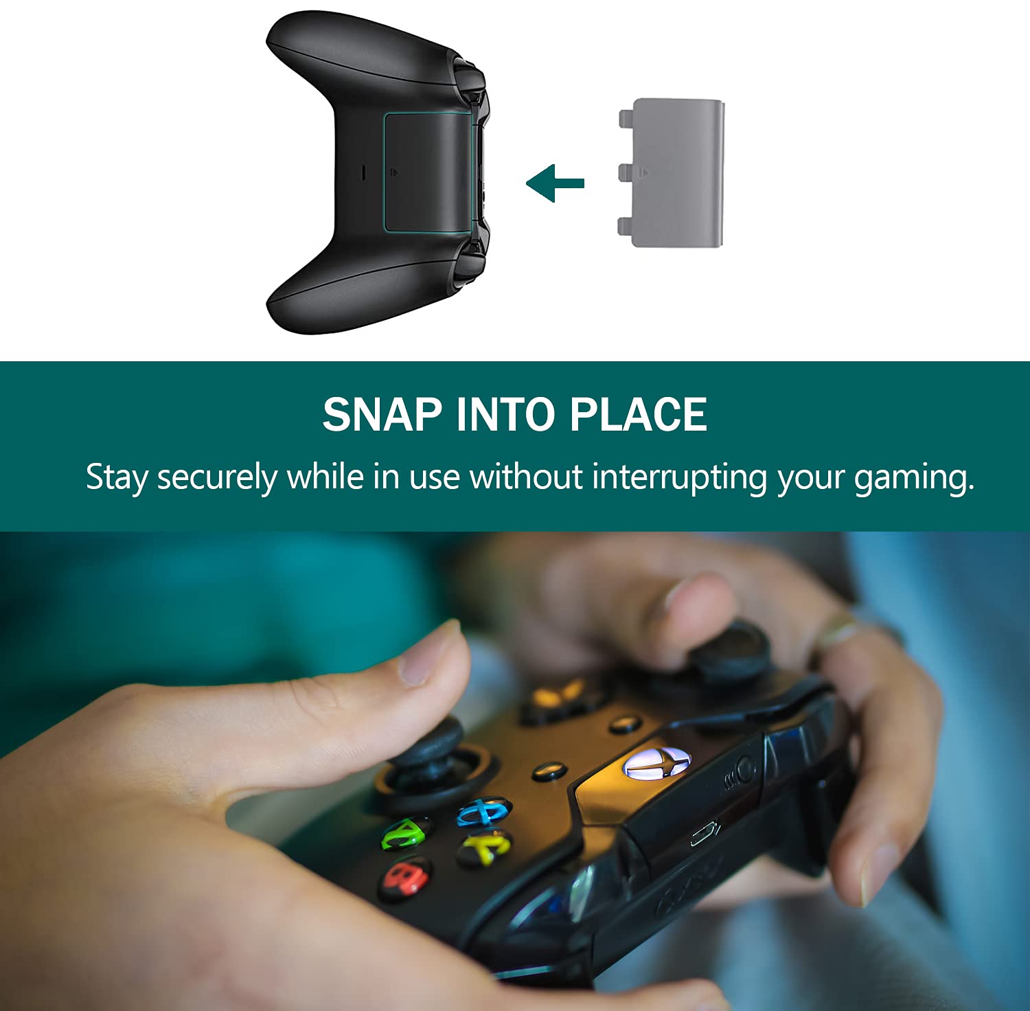 Hukado Replacement Battery Back Cover for Xbox One, Battery Cover Door for Xbox One, Xbox One S Controller, Repair Shell Cover Part for Xbox Wireless Controller (Black, 4 Pack)
