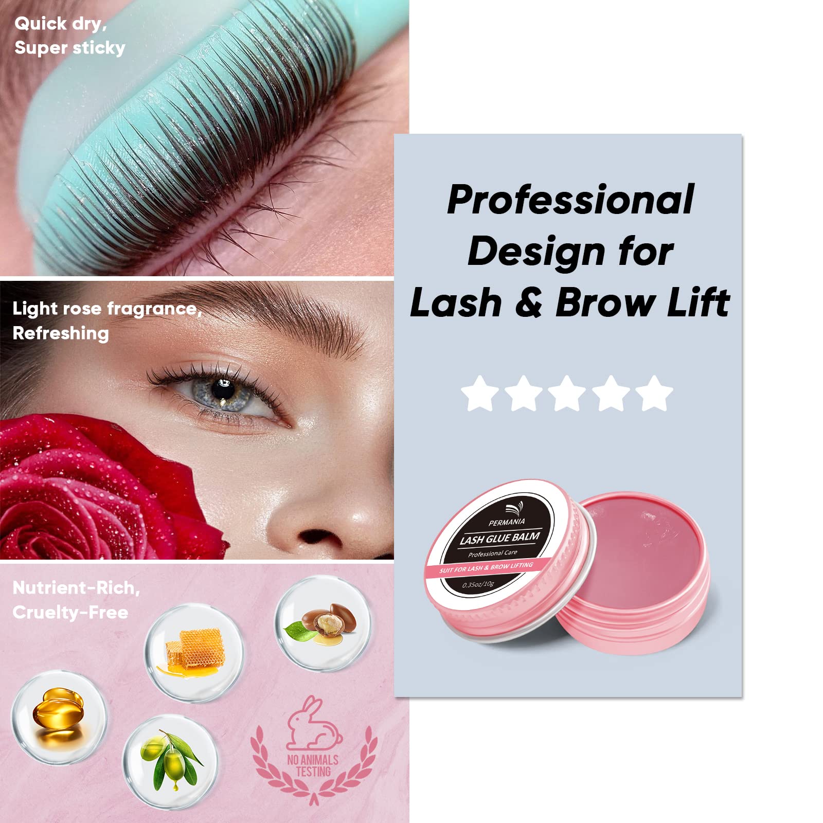 PERMANIA Lash Perm Kit, Lash Lift Sachet Kit with New Eyelash Lifting Glue Balm Smells Great Keeps Both Lashes and Brows in Place 8 Weeks Eyelash Curler and Brow Lamination