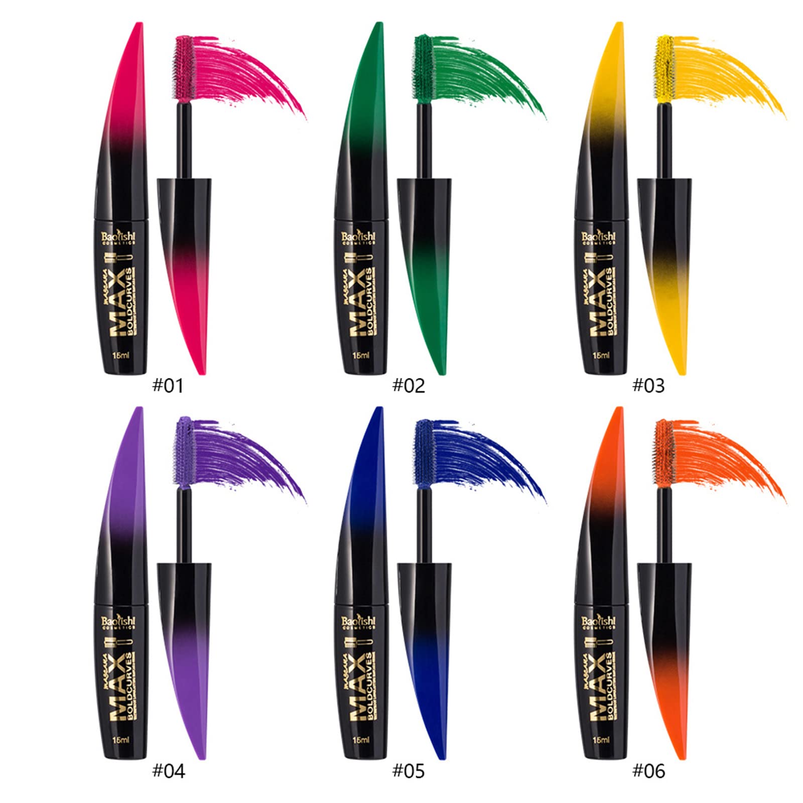 Long Lasting Smudge-Proof Lash Sensational Mascara, FantasyDay 6 Pcs 0.5 Fl Oz Washable Volumizing Lengthening Defining Curling Eyelash Makeup Set - Lift Separates Eye Lashes False Lash Effect Mascara