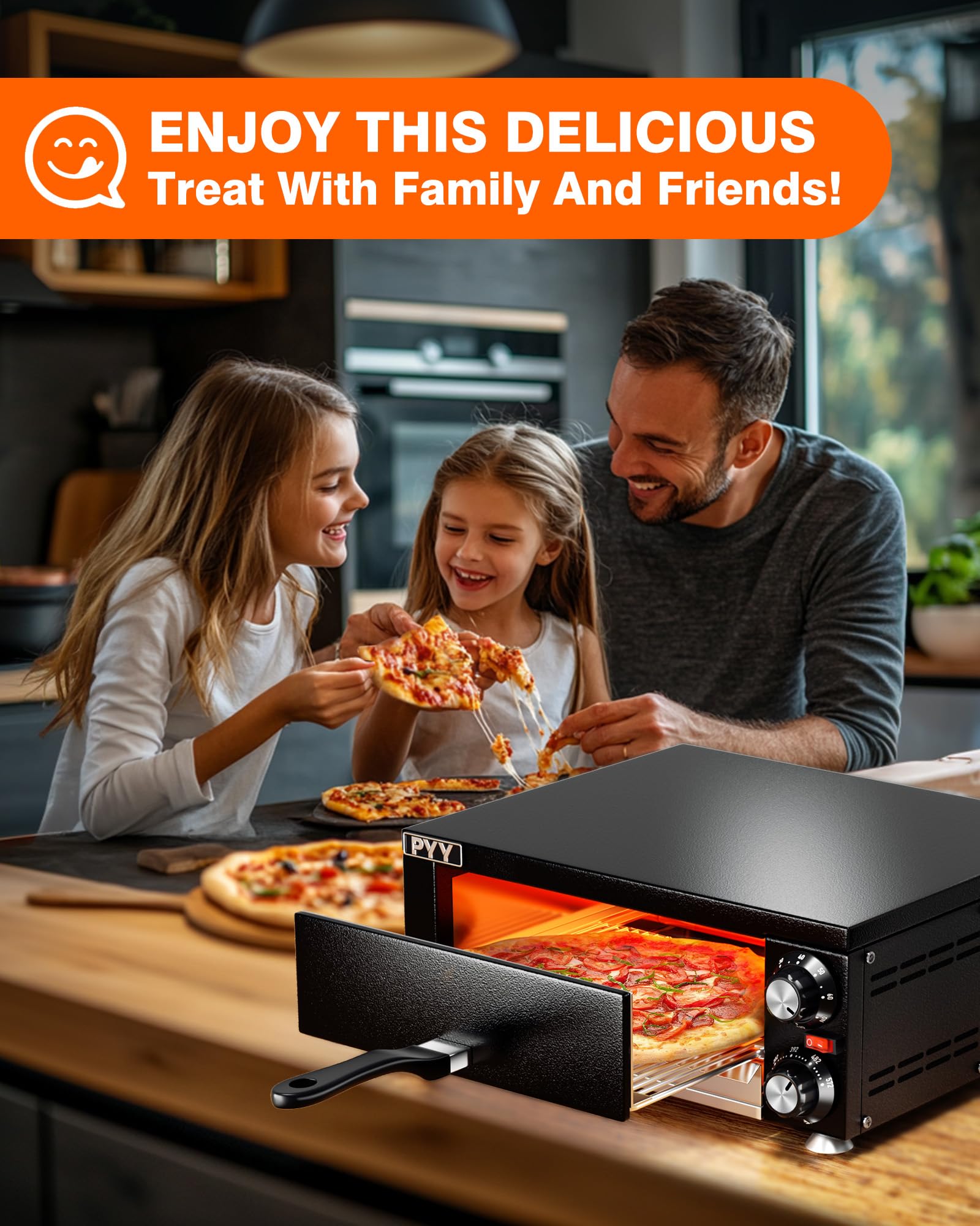 PYY Electric Pizza Oven Indoor Countertop Pizza Oven Commercial Pizza Maker Machine for Home with Timer Stainless Steel Pizza Cooker