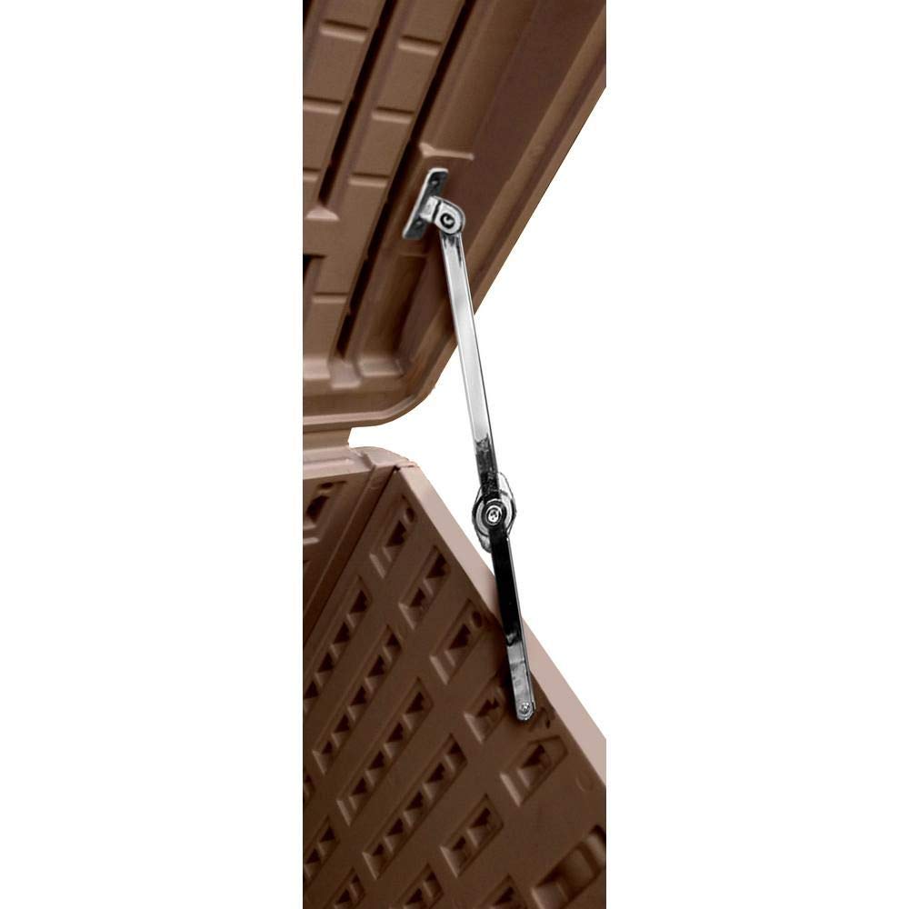 Plastic Development Group 105 Gallon Weatherproof Large Double Wall Plastic Outdoor Patio Storage Deck Box with Soft Close Lid, Java Brown