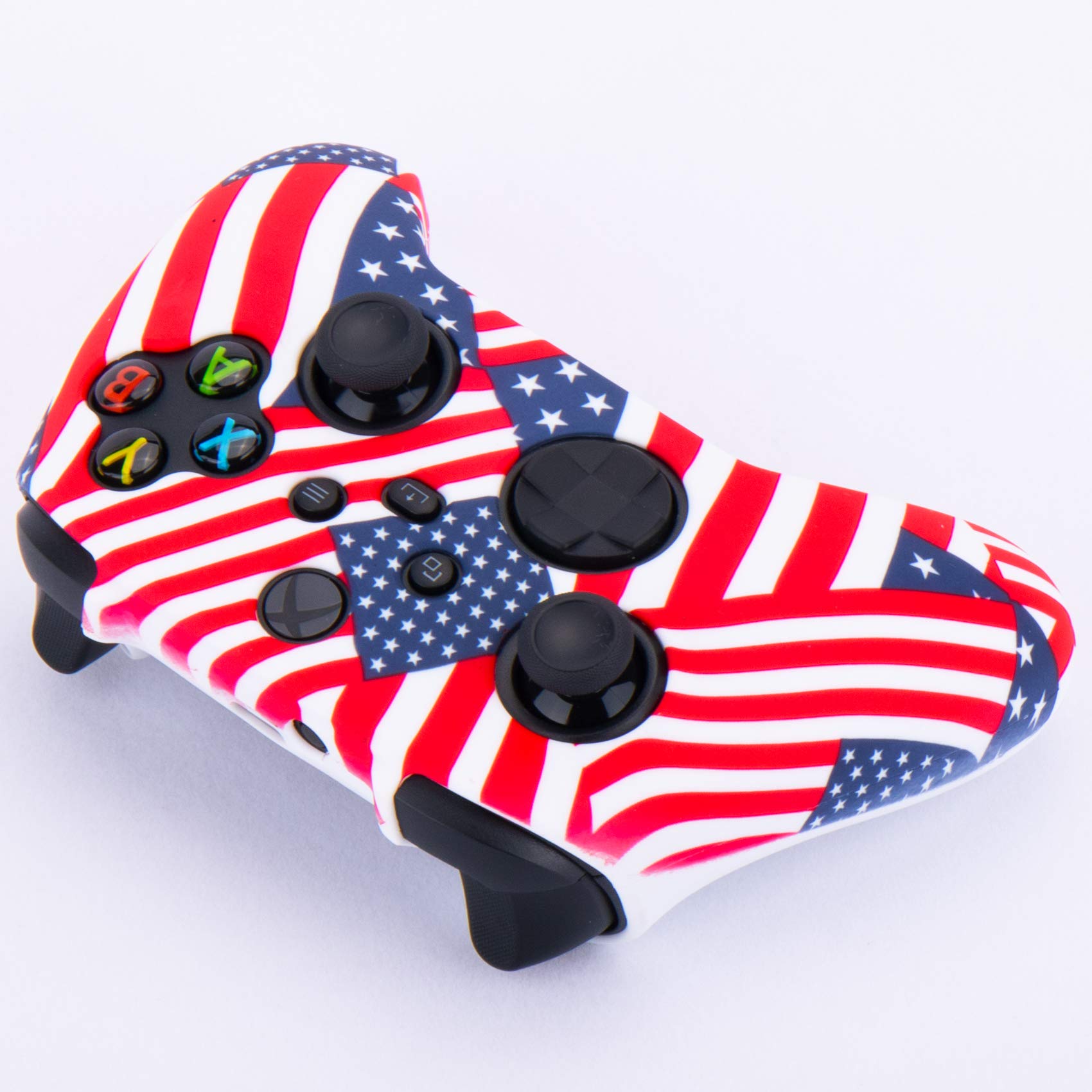 MXRC Silicone Rubber Printing Cover Skin Case x 1 Anti-Slip Customize for Xbox Series X/S Controller x 2(America Dream) + Thumb Grips x 8