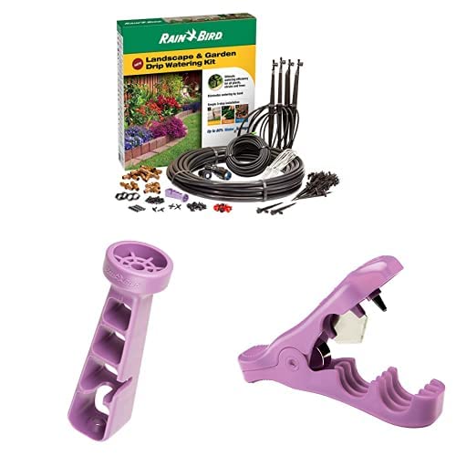 Rain Bird LNDDRIPKIT Drip Irrigation Landscape & Garden Watering Kit with Drippers, Micro-Bubblers and Micro-Sprays Rain Bird ET/1PK25S Drip Irrigation Emitter Installation and Removal Tool