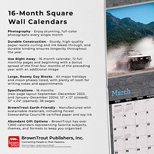 Jeep | 2024 OFFICIAL 12 x 24 Inch Monthly Square Wall Calendar | BrownTrout | Offroad Motor Car