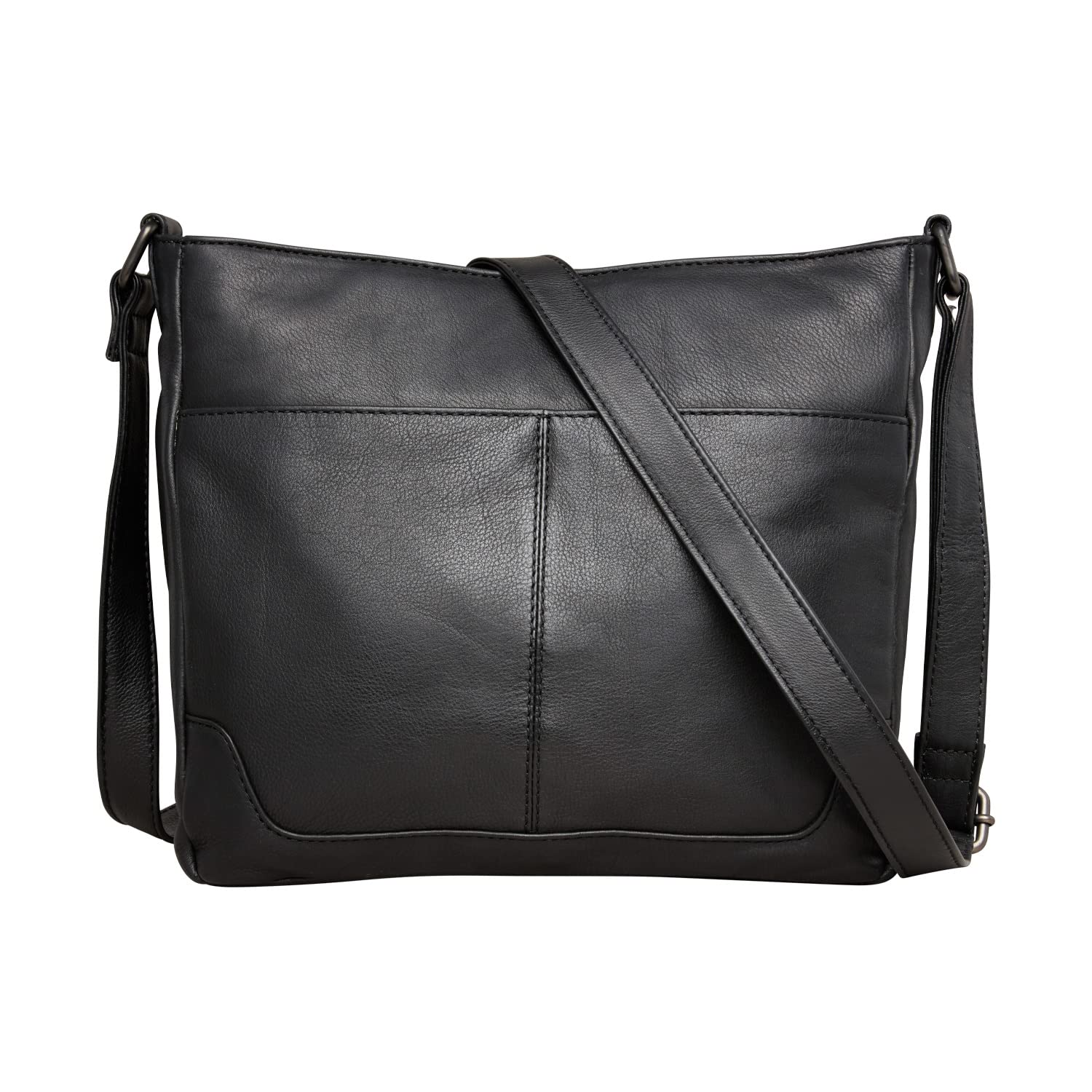 Locking Concealed Carry Lydia Leather Crossbody by Lady Conceal with Universal Holster for Medium to Large Frame Handgun (Black)