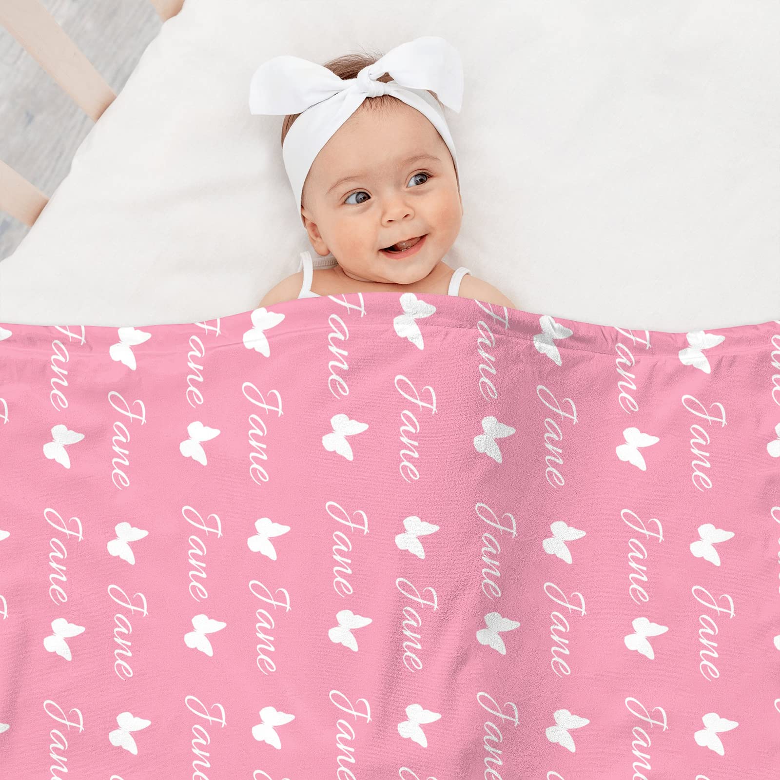 Personalized Baby Blankets with Name, Custom Baby Blankets for Girls and Boys with Cute Pattern, Soft Throws Name Blanket for Kids, Personalized for Newborn Infant, New Mom Gifts
