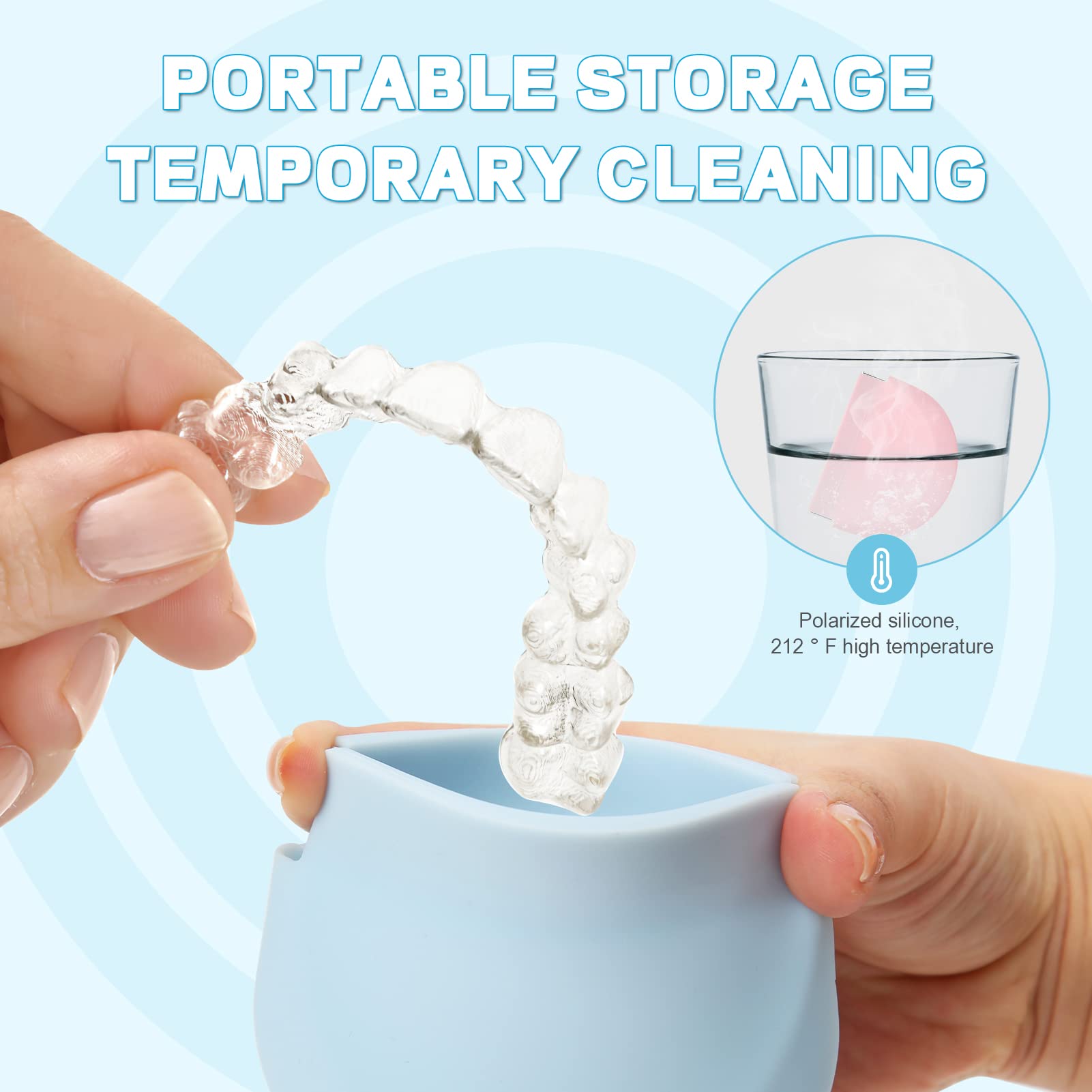 Retainer Case Squeeze Top, Aligner and Retainer Case with Vent Holes, Portable Travel Denture Mouth Guard Aligner Case Silicone Retainer Cleaner Case Dental Retainer Holder