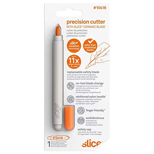 Slice 10416-CS New Precision Cutter 10416, Craft Cutter, Micro-Ceramic Blade Lasts up to 11x Longer Than Metal, Hobby Knife With Precision Blade, Replaceable Blade (12 Pack)