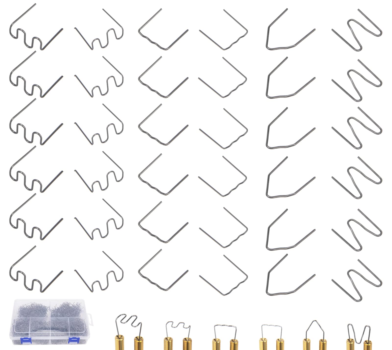 Plastic Welder Staples, 1200 pcs Hot Staples Plastic Repair Kit, Welding Hot Staples Wave, Corner & Flat for Repair Car Bumpers Hot Stapler Staples - Plastic Weld Hot Staples (0.8 0.6mm)