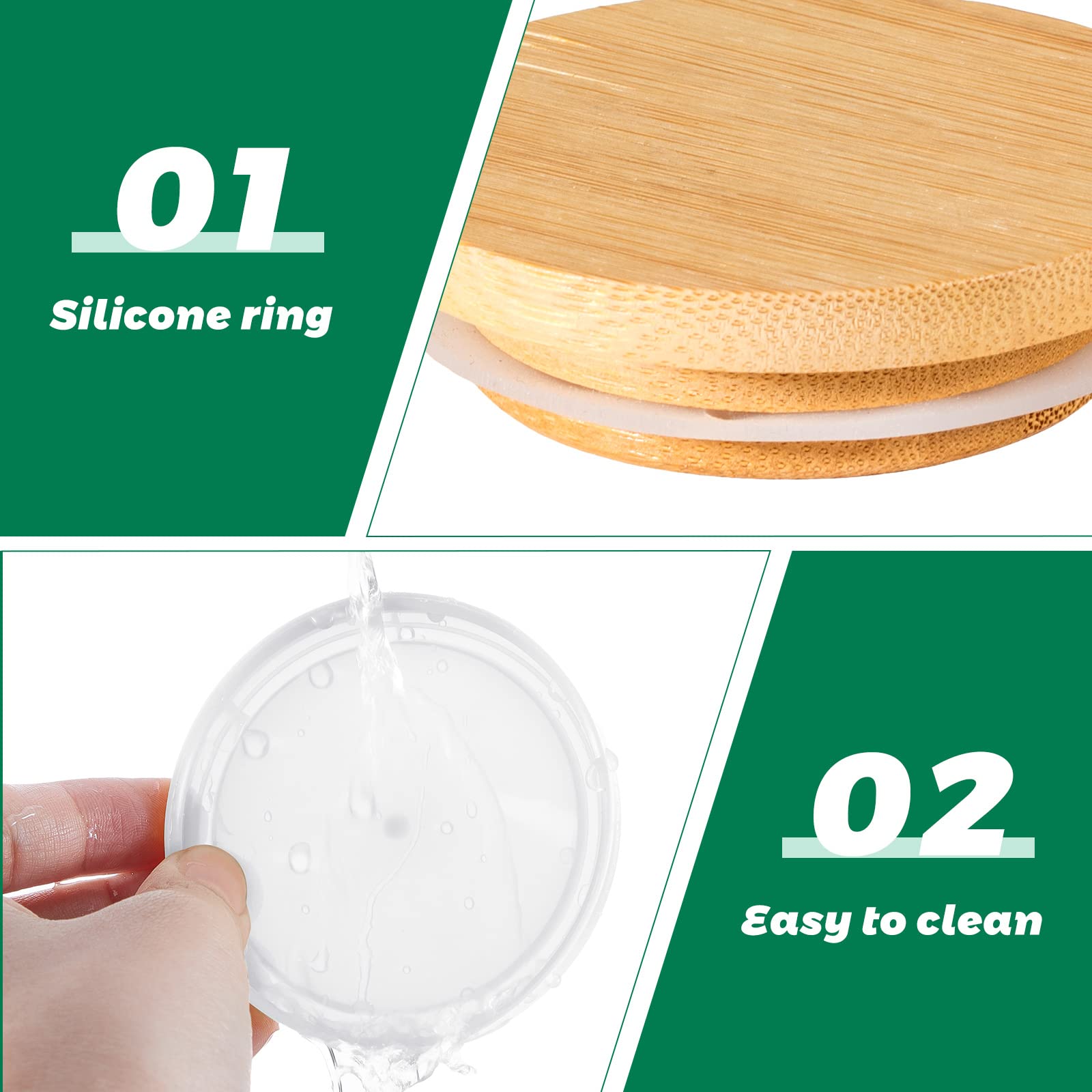 Mumufy 27 Pcs Yogurt Jar Lids Clear Plastic Yogurt Lids Silicone Jar Lids Bamboo Wood Yogurt Container Lids with Silicone Sealing Rings Reusable Replacement Covers Compatible with Oui Yogurt Jars