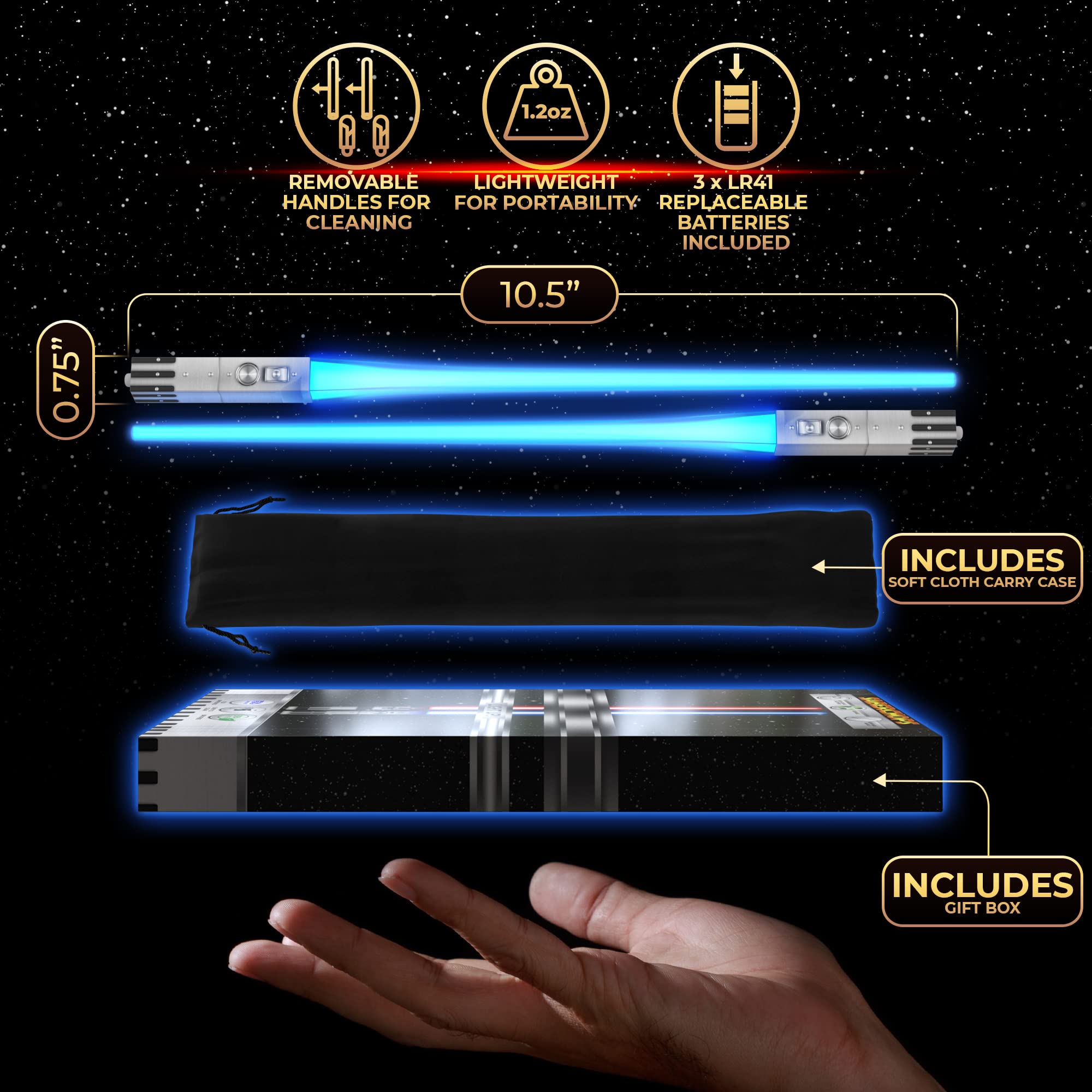 Lightsaber Chopsticks Light Up Star Wars LED Reusable Red Blue Green Purple 4 PAIRS FREE Darth Vader Keychain Bottle Opener