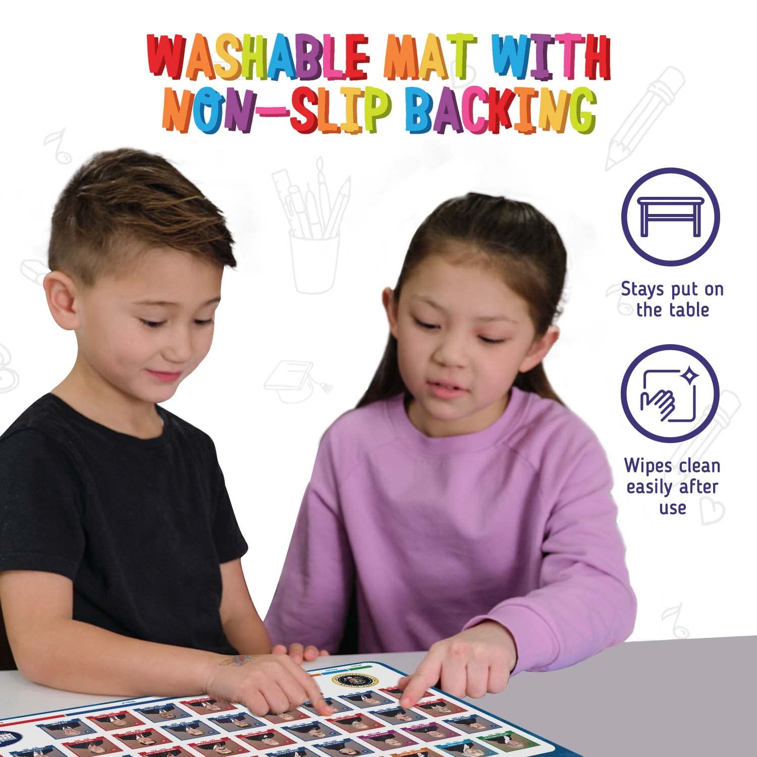 merka Kids Placemat Educational Placemats Kids Placemats for Dining Table Silicone Placemat Presidents of The United States Kids Learning Placemats for Dining Table