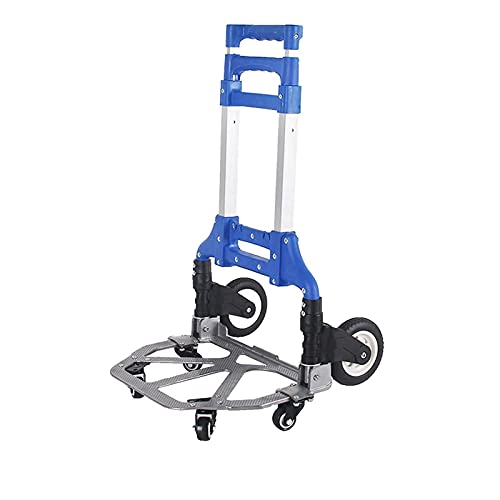 NEOCHY Trolleys,Shopping Cart Folding Grocery Shopping Cart with 2 Wheels Aluminum Alloy Luggage Cart Utility Cart Trolley for Shopping Luggage Tools Grocery Cart/Blue