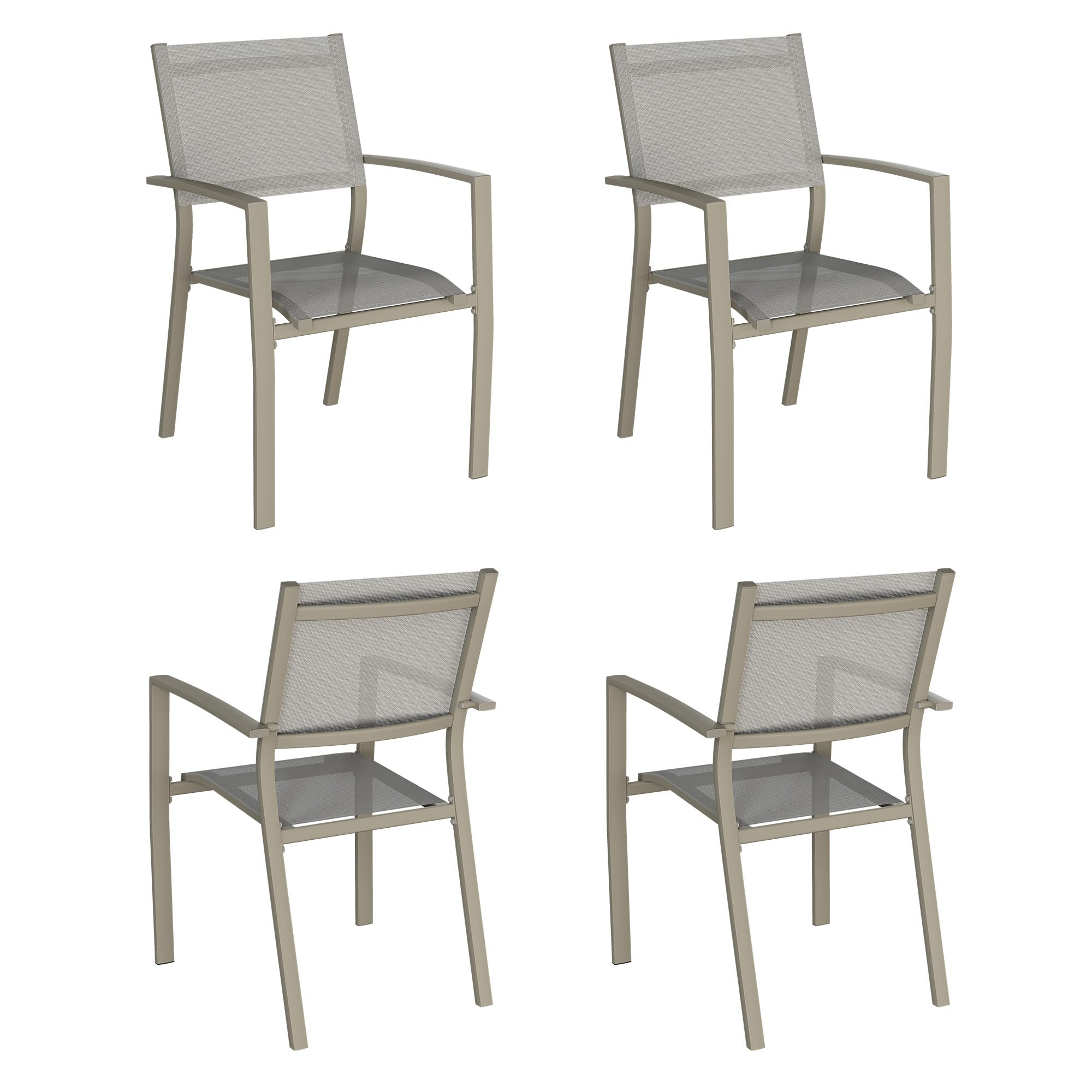 RoyalCraft Outdoor Dining Chairs Set of 4, Patio Chairs with Aluminum Frame and Breathable Textilene, Stackable Outdoor Chairs, Comfortable Outdoor Seating for Deck, Backyard, Lawn, Dark Gray