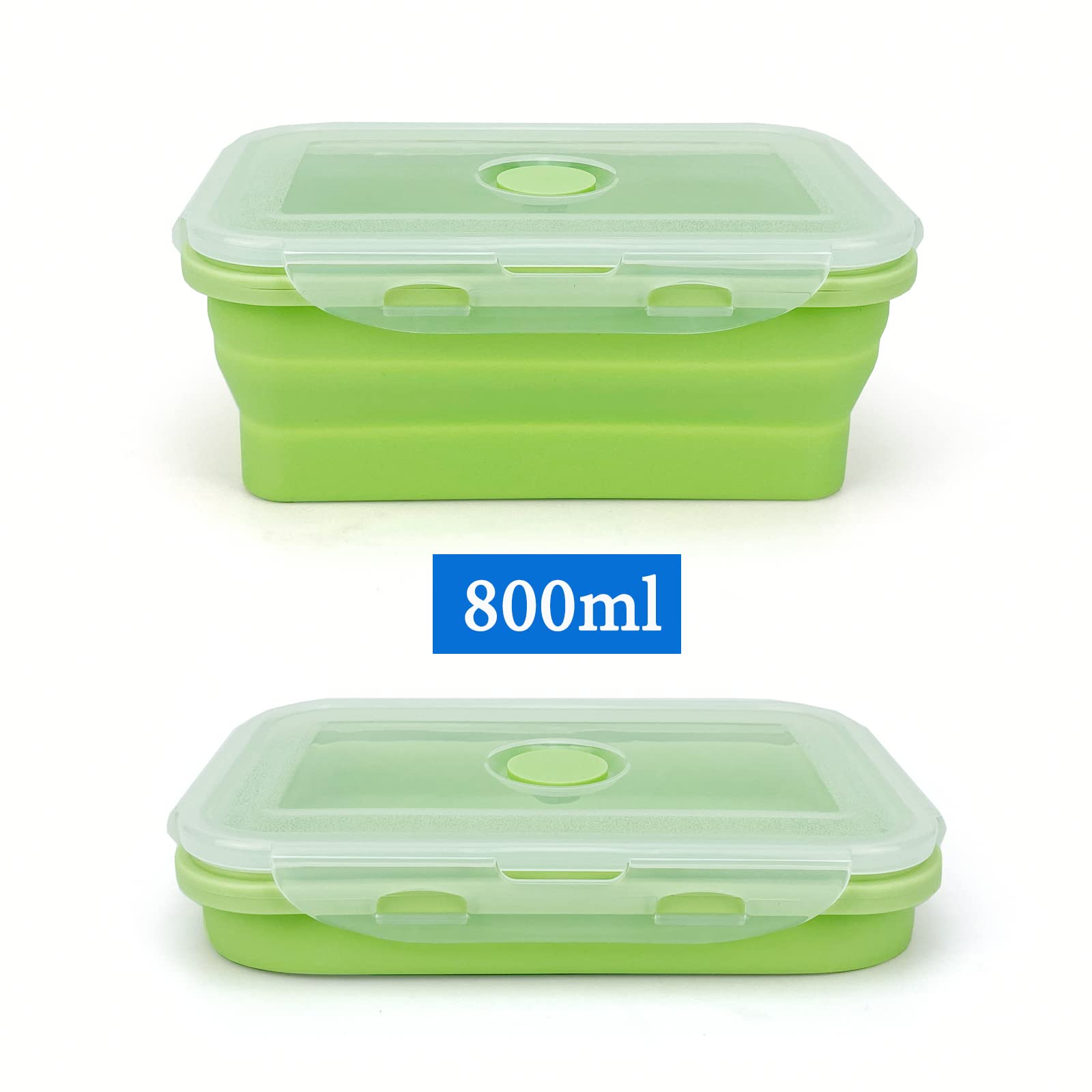 Lunbengo 4Pack Collapsible Reusable Lunch Containers, 350ml-500ml-800ml-1200ml, Silicone Food Storage Containers with Lids, Food Grade, Space Saving, Leak-proof Camping Travel Food Containers