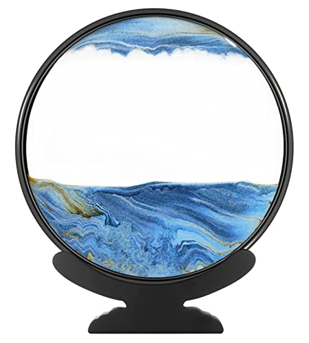 Moving Sand Art Picture Liquid Motion 12'' Home Decor Large Sandscapes 3D Deep Sea Dynamic Sand Painting Ornaments Desktop Decoration for Office, Bedroom