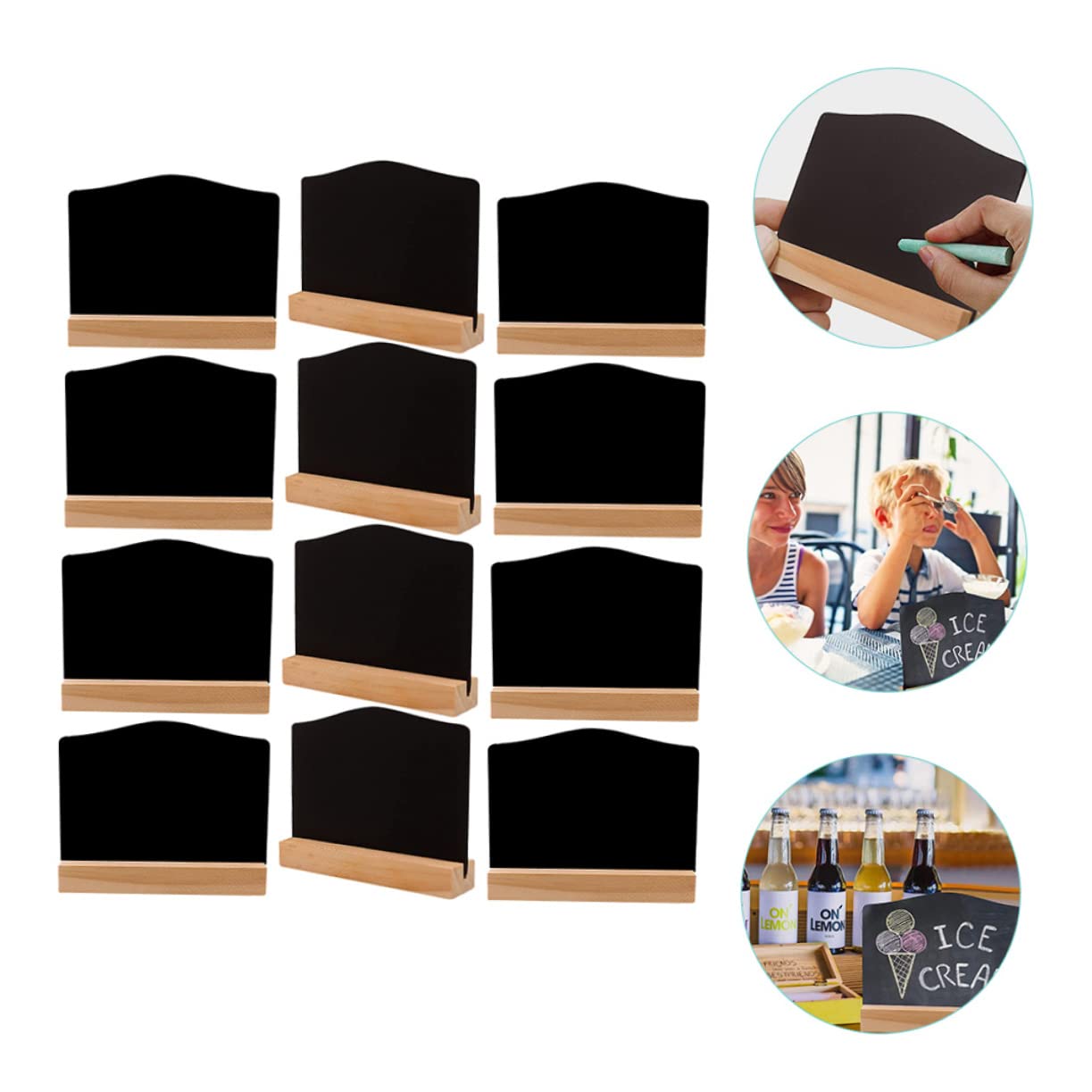 iplusmile 12pcs Double Sided Chalkboard Signs Mini Chalkboard Stands Buffet Chalkboards Small Blackboard Slate Bar Chalkboard Black Tag Board Wedding Chalkboard Sign Table Food