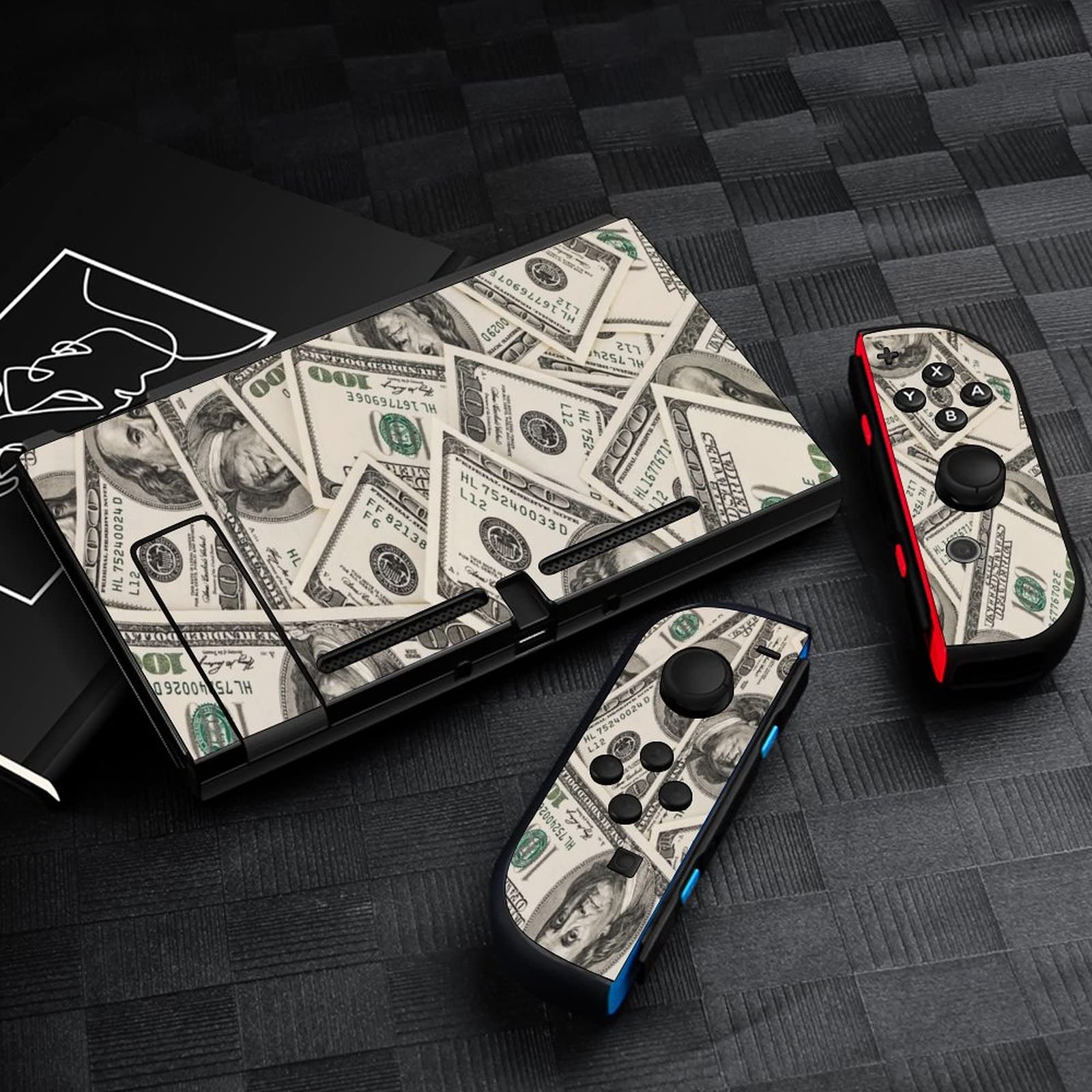 Money American Hundred Dollar Bills Decal Stickers Cover Skin Protective FacePlate for Nintendo Switch for Switch