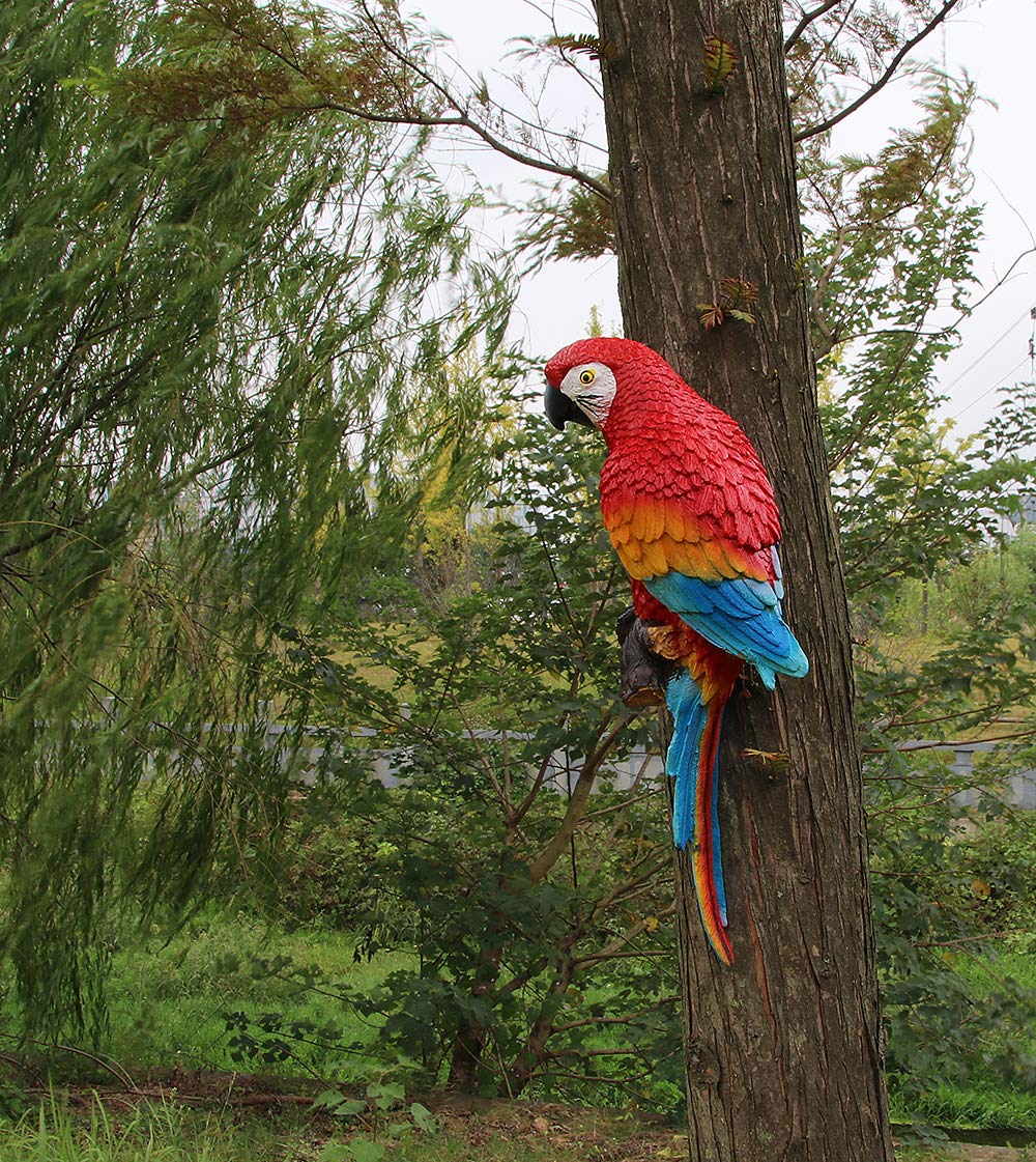 HOMERRY ropical Scarlet Macaws Wall Sculpture,Decorative Parrot Garden Statues and Figurines: